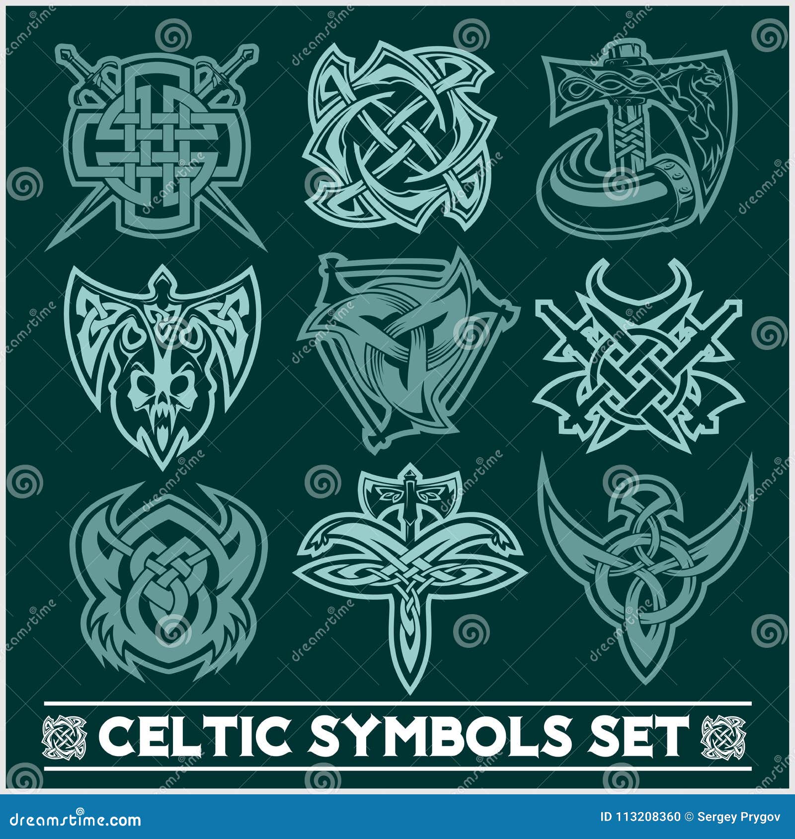 Set of Celtic Symbols Icons Vector. Stock Vector - Illustration of ...