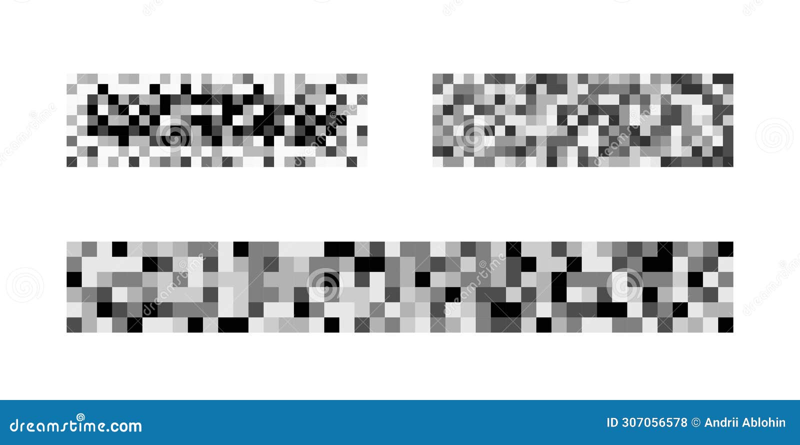Set of Censor Blur Textures. Gray Pixel Mosaic Backgrounds Stock Vector ...