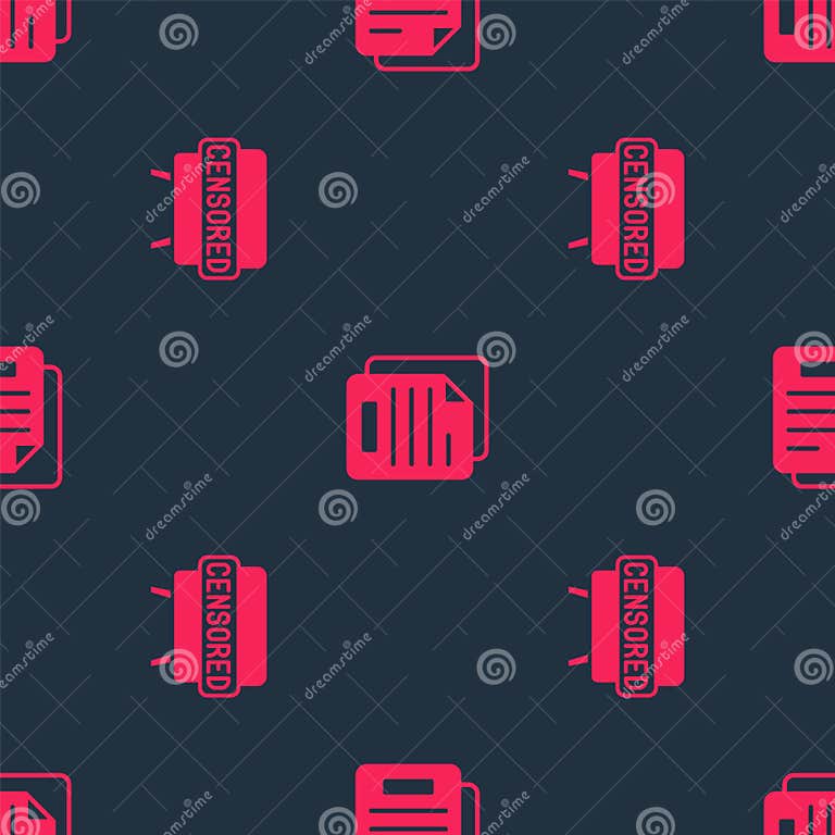 Set Censored Stamp and Document on Seamless Pattern. Vector Stock ...