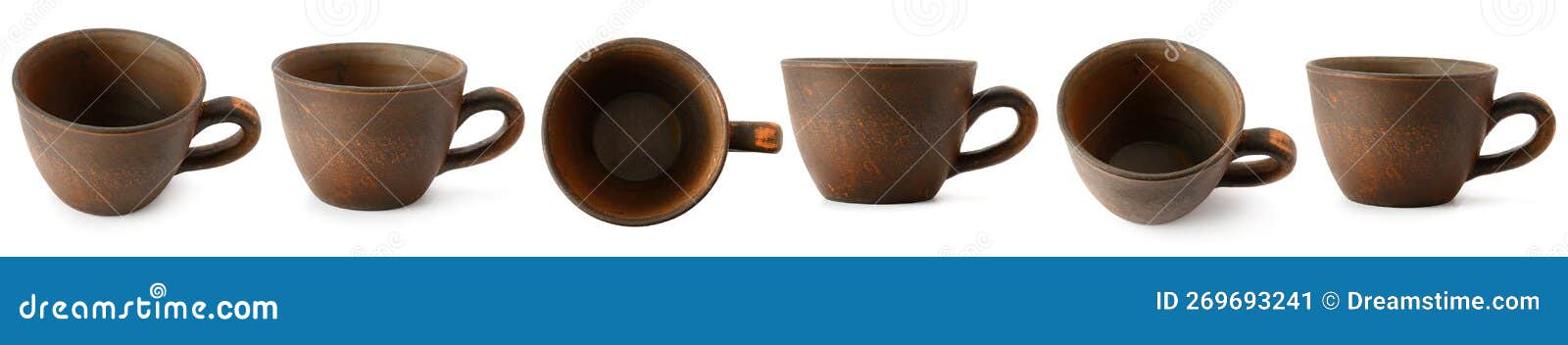 Set of Ceramic Cups with Different Angles Isolated on White Stock Image ...