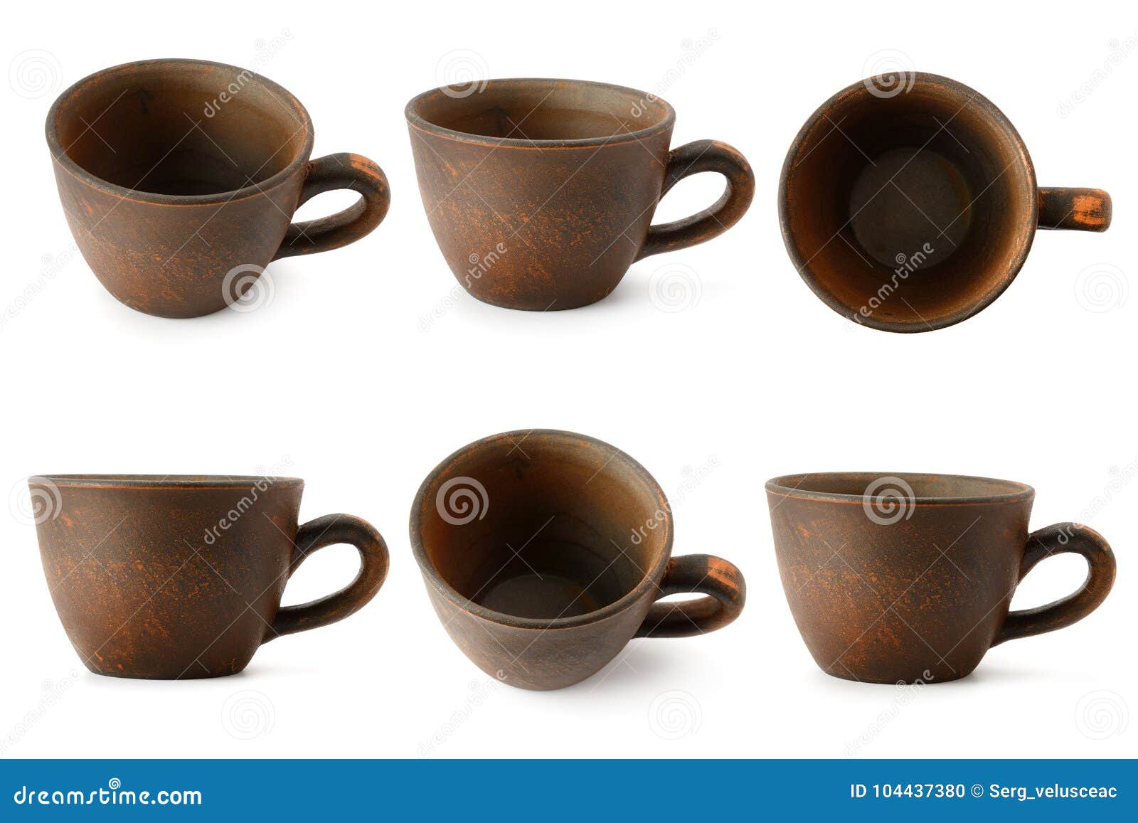 Set of Ceramic Cups with Different Camera Angles Isolated on White ...