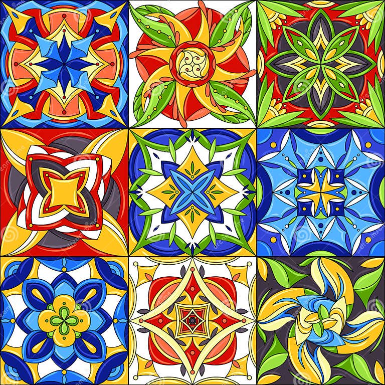 Set of Ceramic Tile Patterns. Gorgeous Seamless Patterns Stock ...