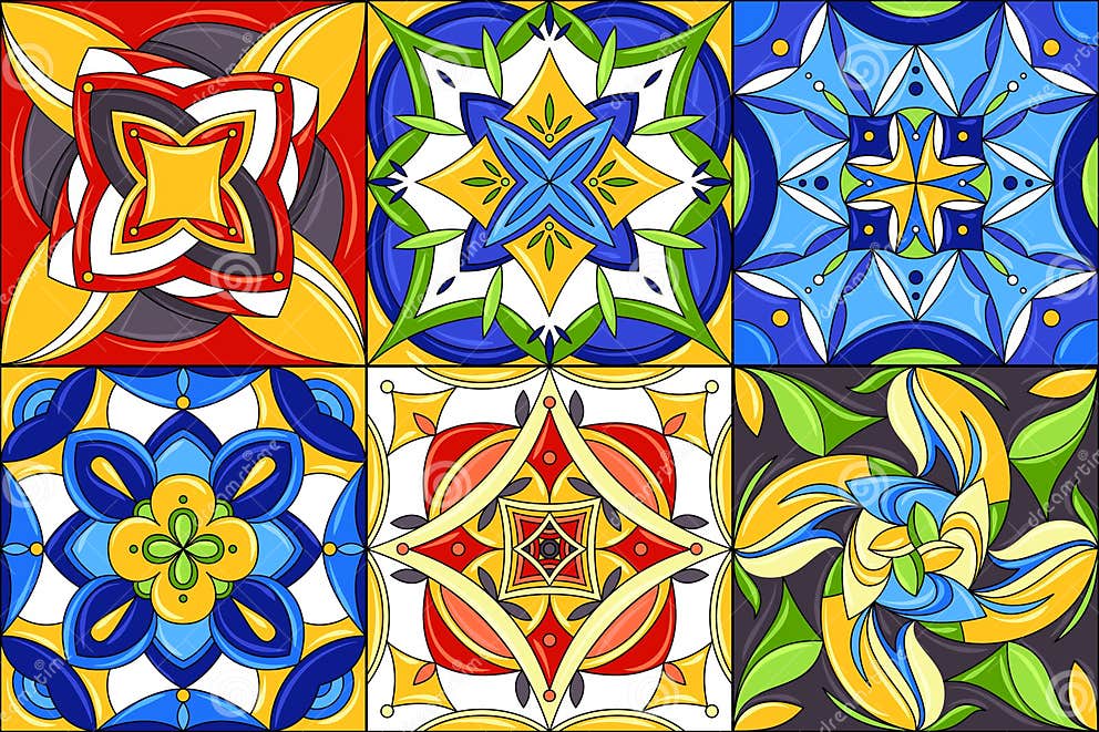 Set of Ceramic Tile Patterns. Gorgeous Seamless Patterns Stock Photo ...