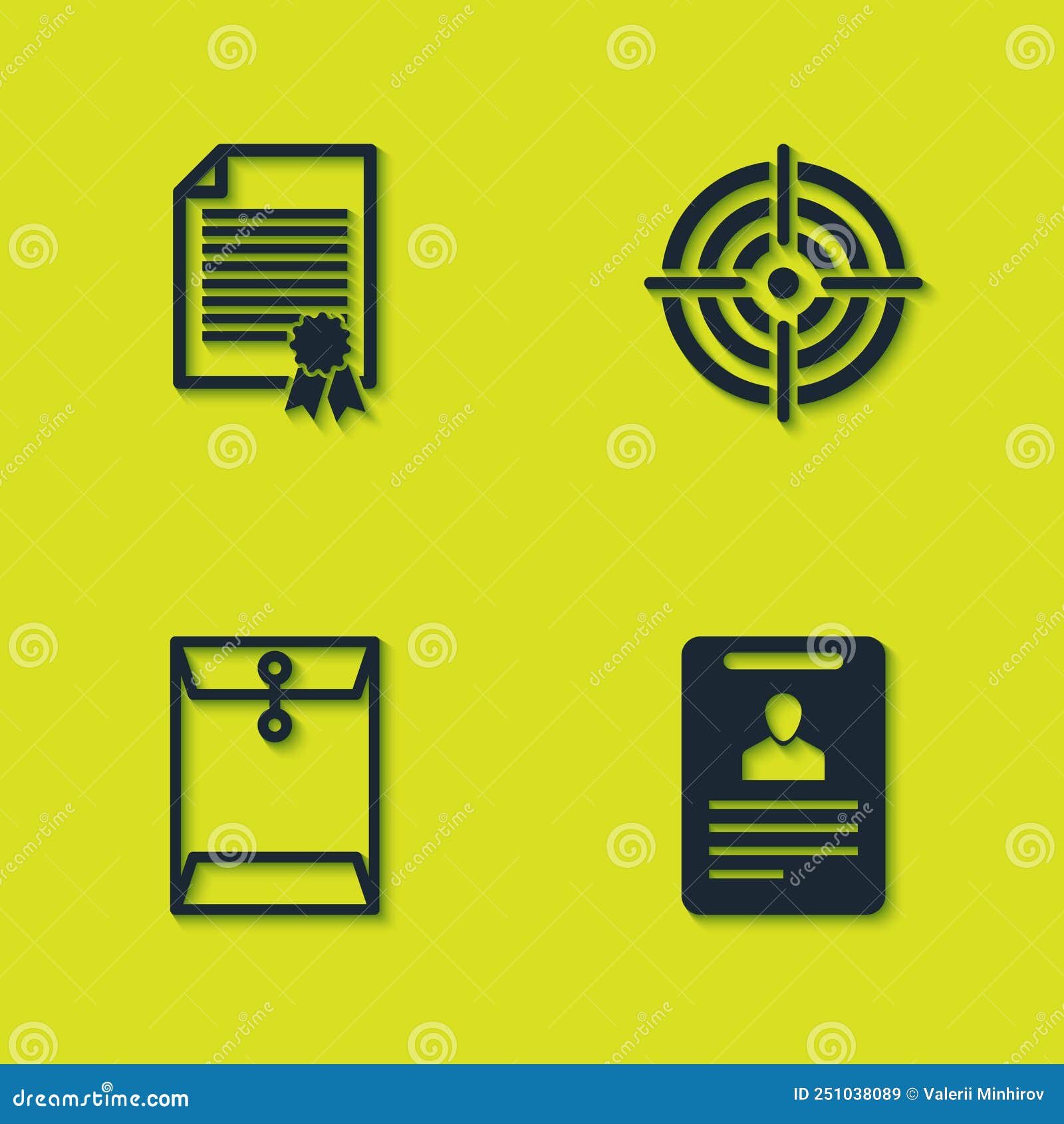 Set Certificate Template, Identification Badge, Envelope and Target ...