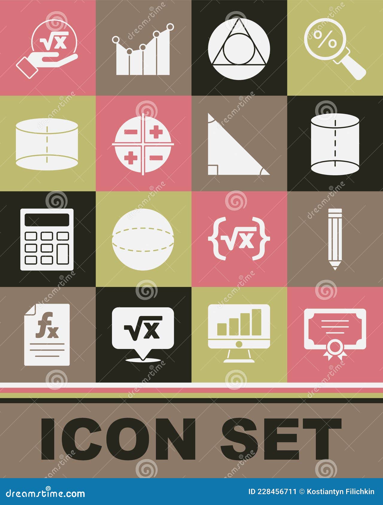 Set Certificate Template Pencil Geometric Figure Triangle Math Xyz