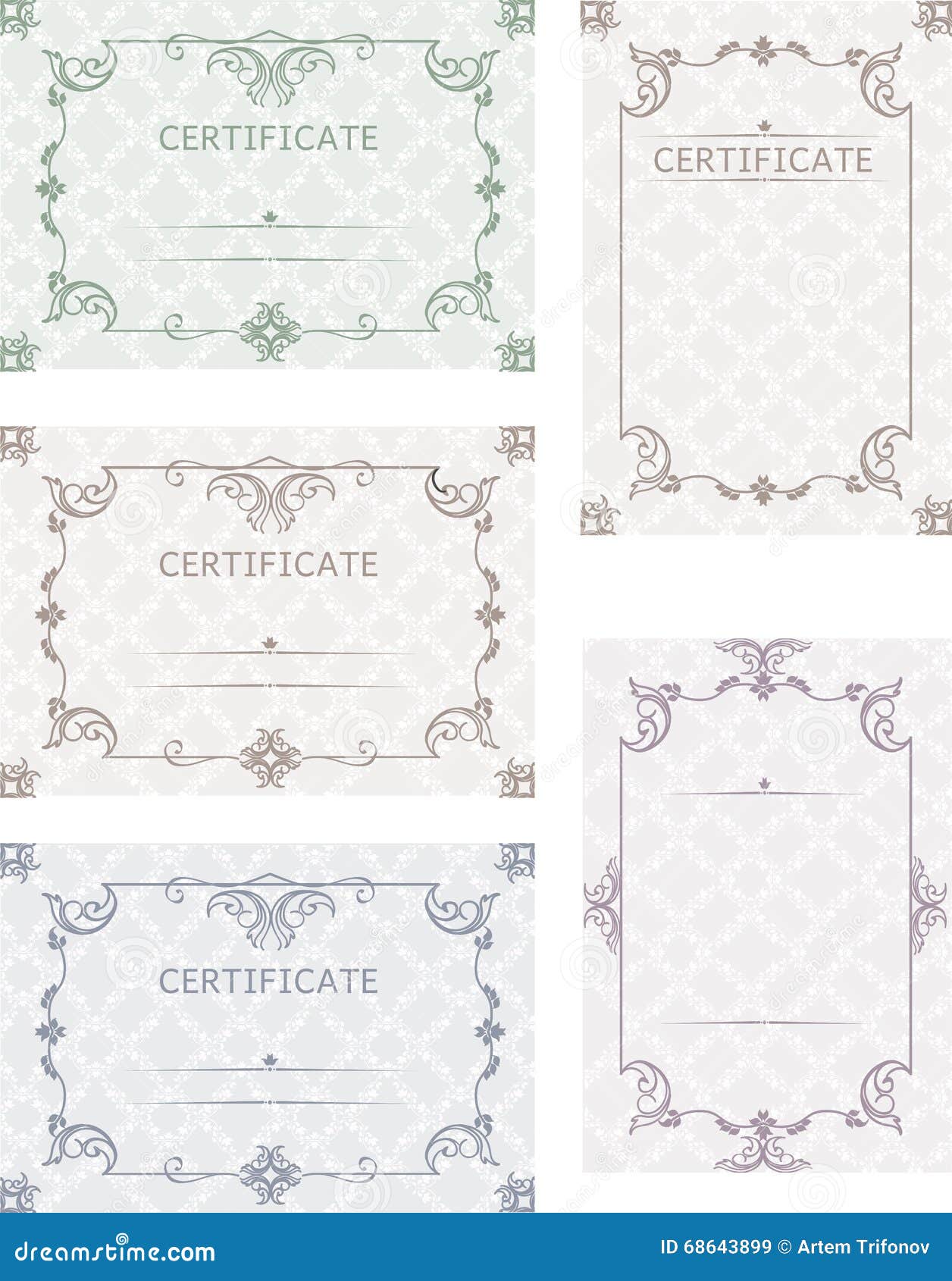 A Set Of Certificates. Template Certificates, Diplomas, Letters ...