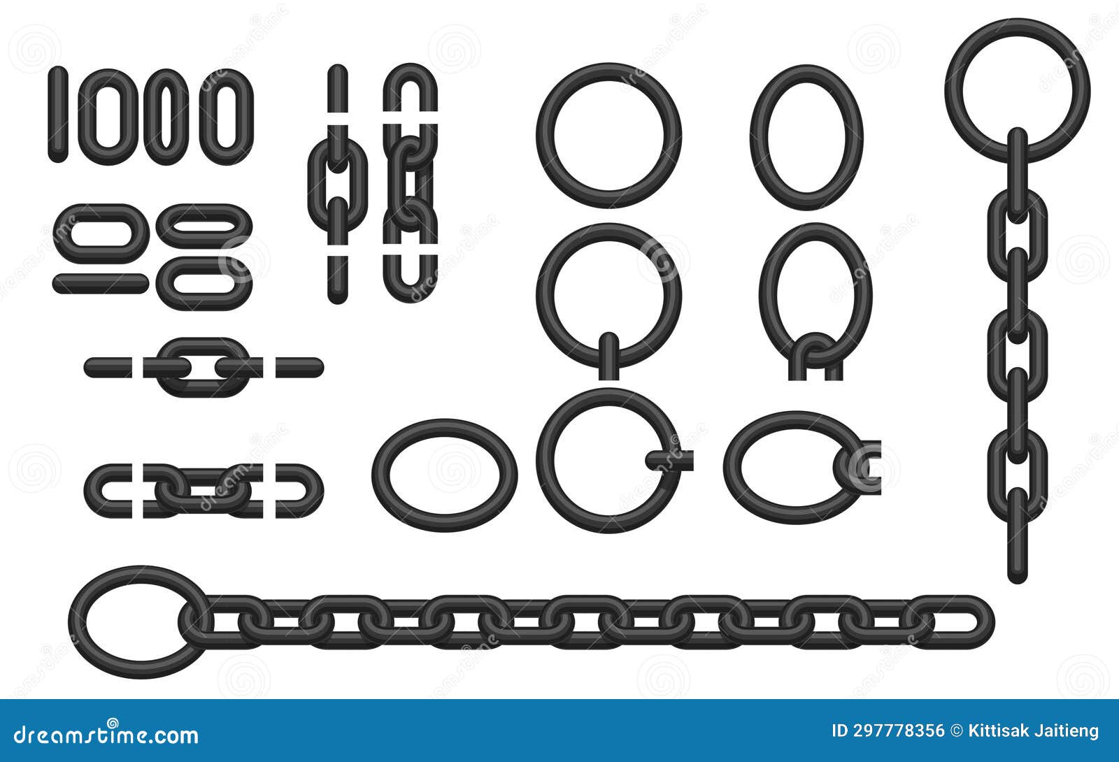 Set of Chain Element on White Background Stock Vector - Illustration of ...