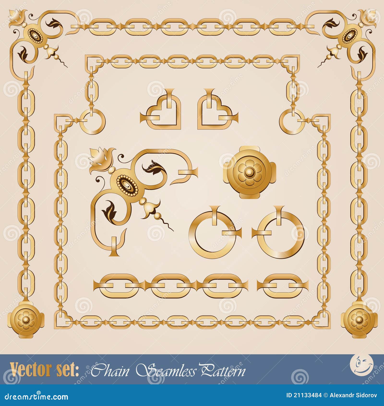 Set of chain elements stock vector. Illustration of curve - 21133484