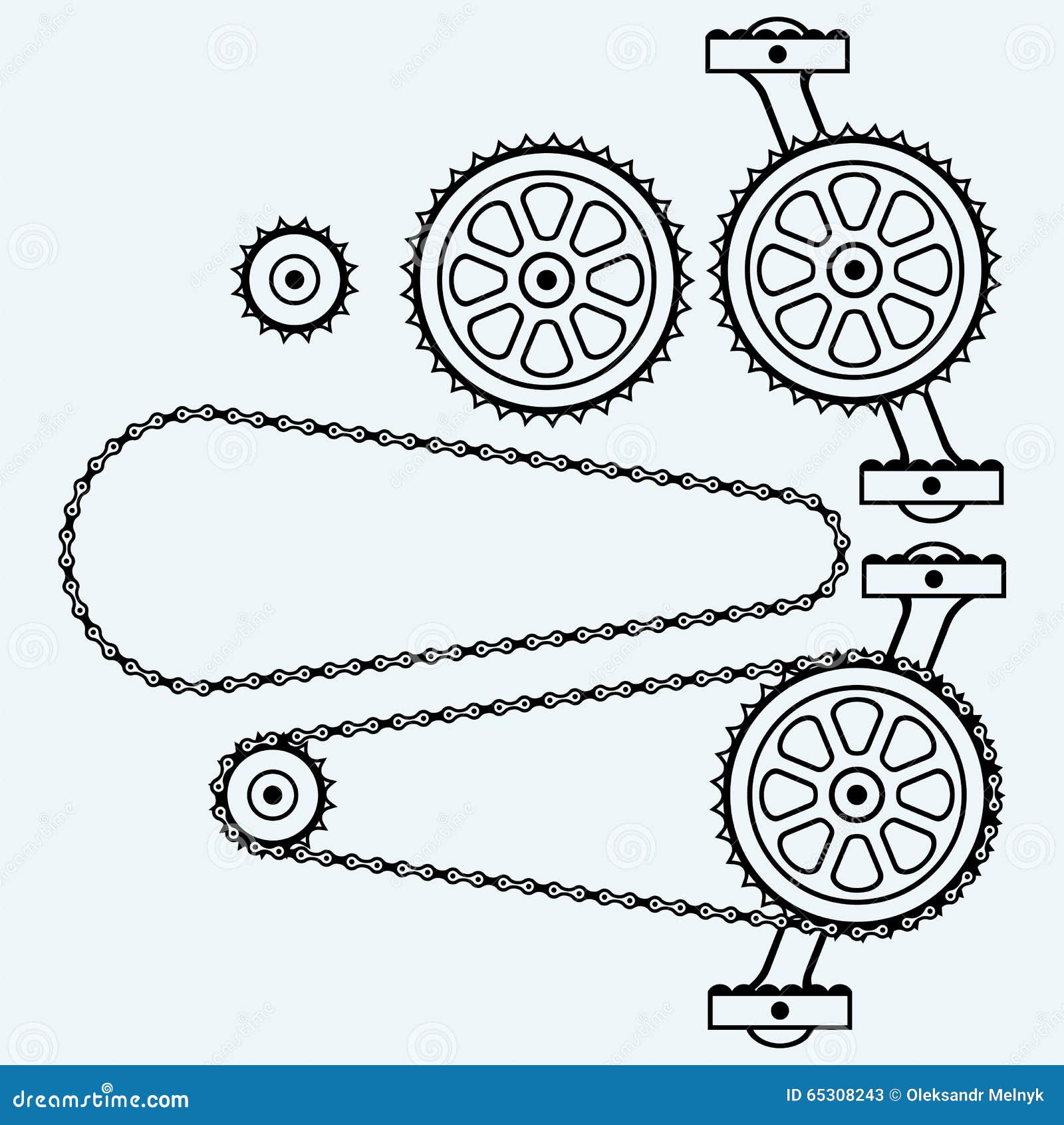 Set chain gears stock vector. Illustration of drive, machinery - 65308243