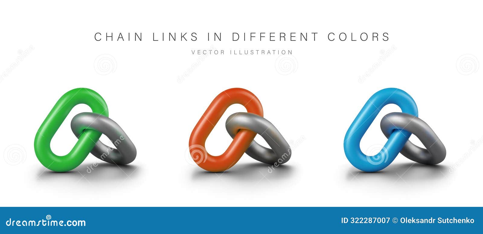 Set of Chain Links of Different Colors. Isolated Vector Illustration ...