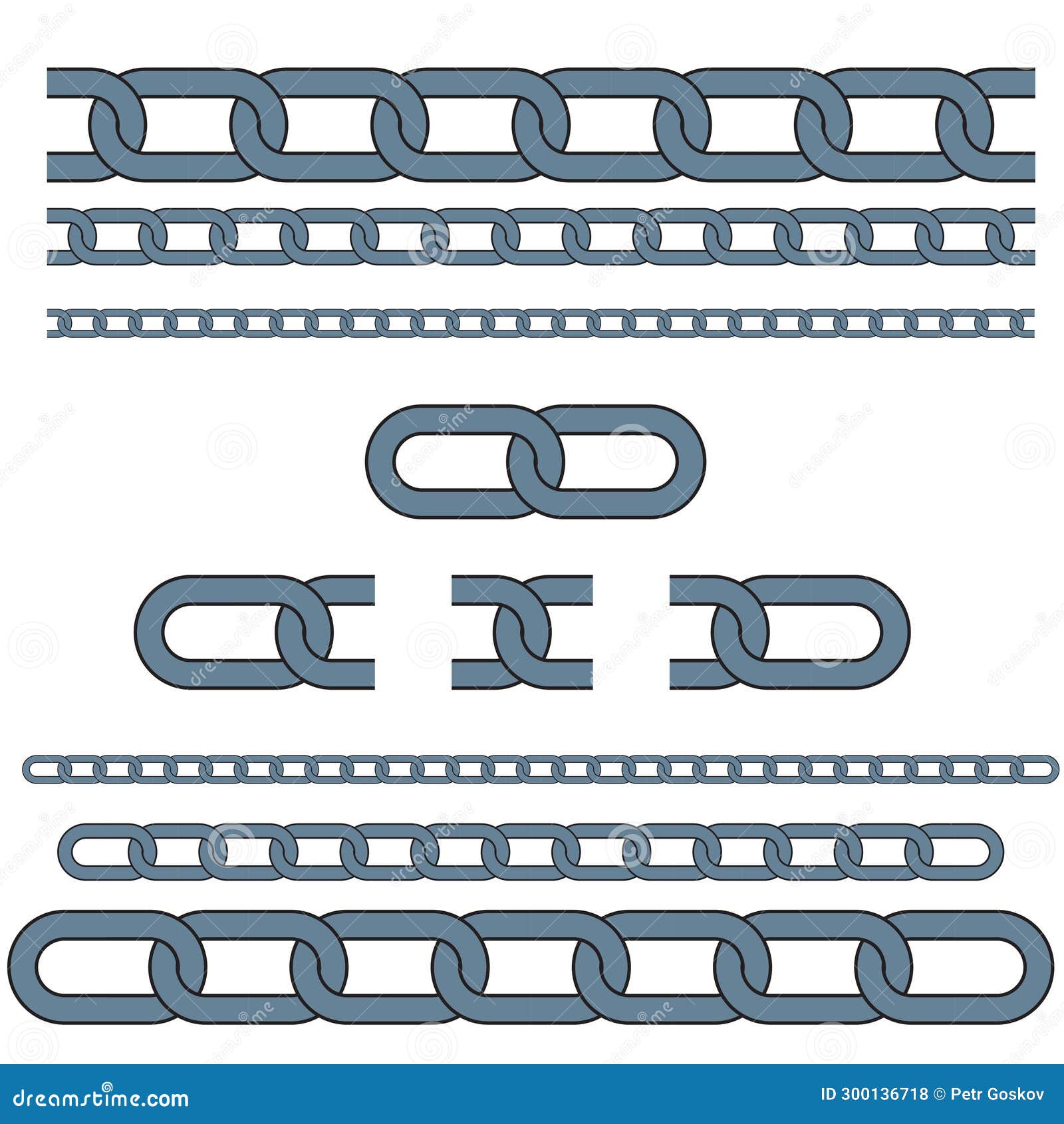Set of chains on white stock photo. Illustration of golden - 300136718