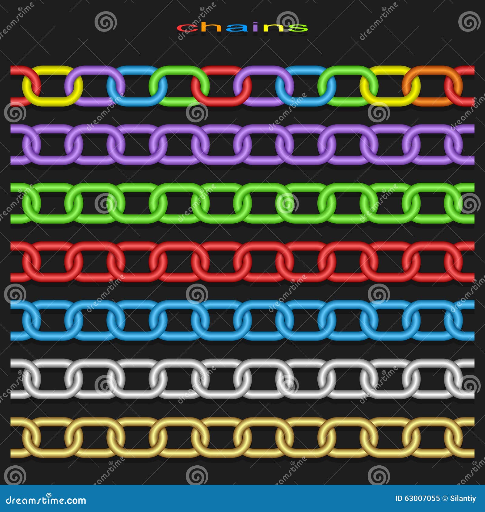 Set of chains. stock vector. Illustration of continuous - 63007055