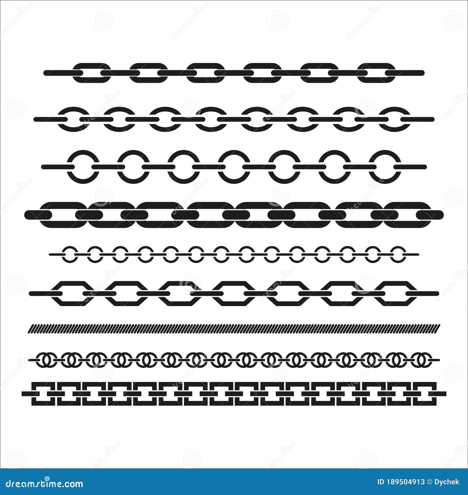 A Set of Chains. Simple Vector Illustration on a White Background Stock ...