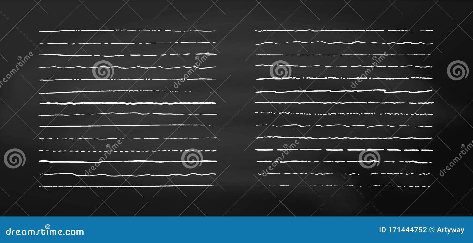 Set of Chalk Lines on Chalkboard Background. Hand Drawn Vector Borders ...