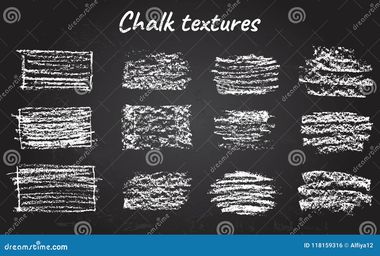 Set of Chalk Rectangle Grunge Textures Stock Vector - Illustration of ...