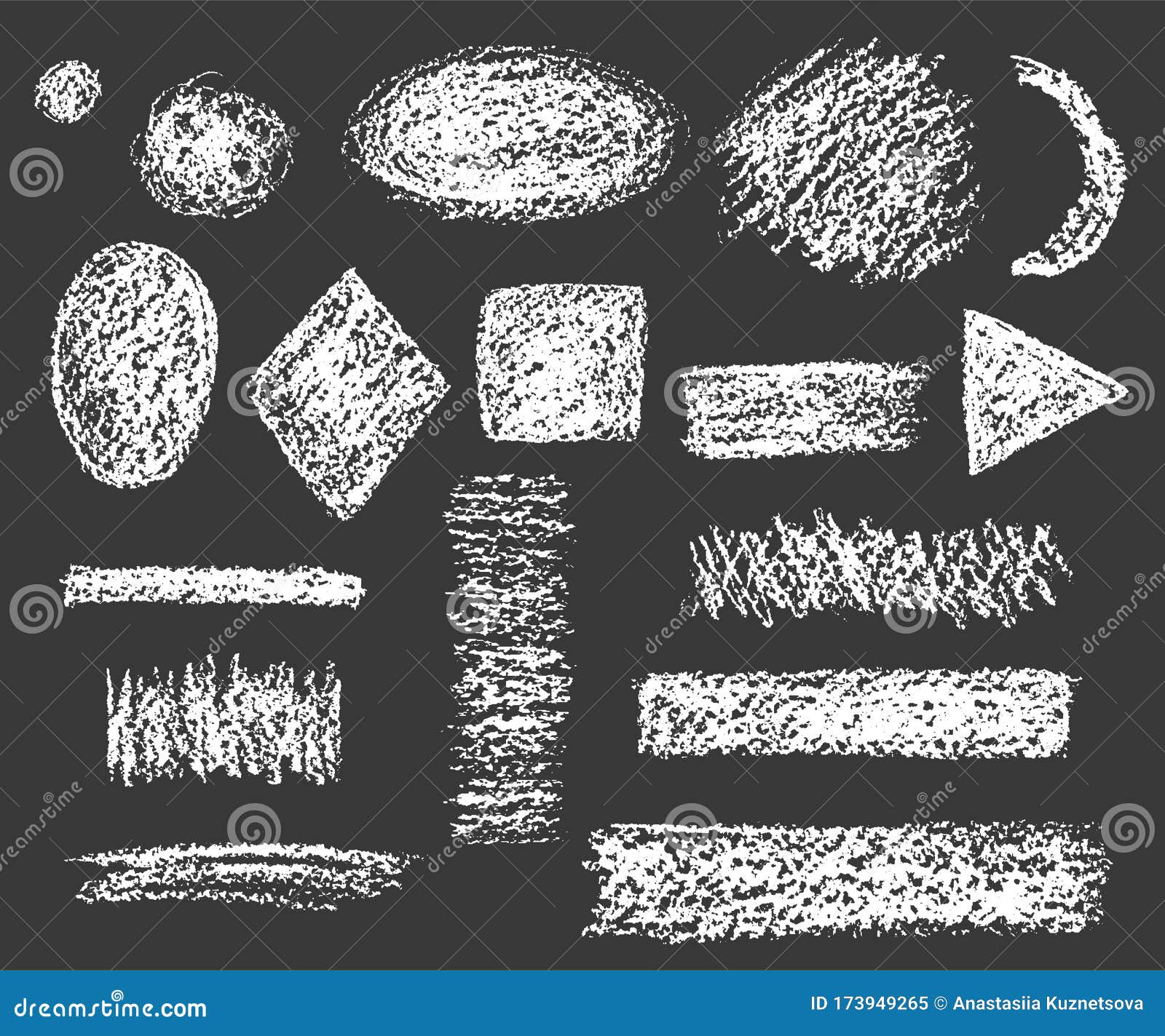 Set of Chalk Shapes Hatched on Dark Stock Vector - Illustration of ...