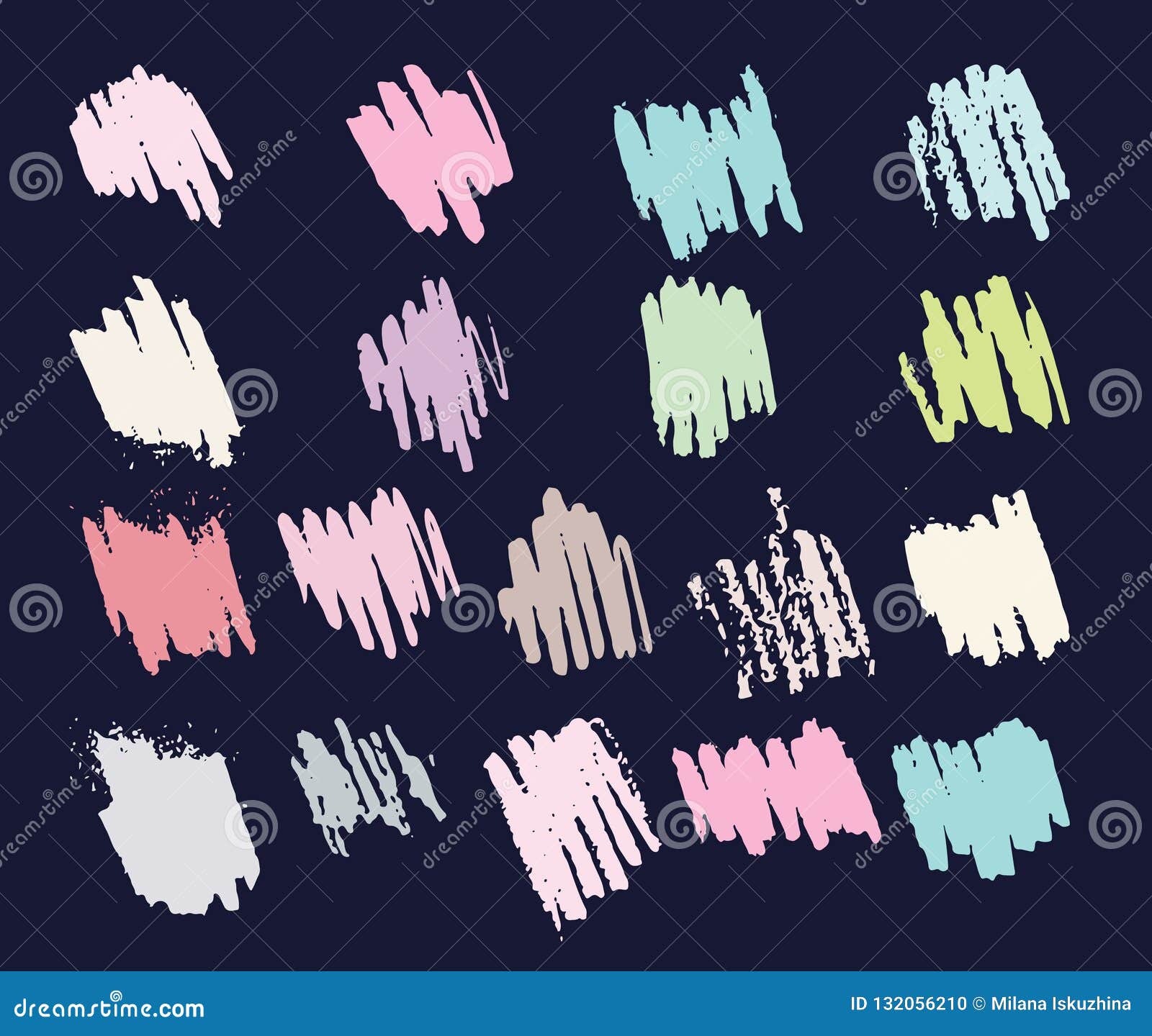 Set Chalk Stroke. Vector Distressed Grunge Modern Textured Chalk Stroke ...