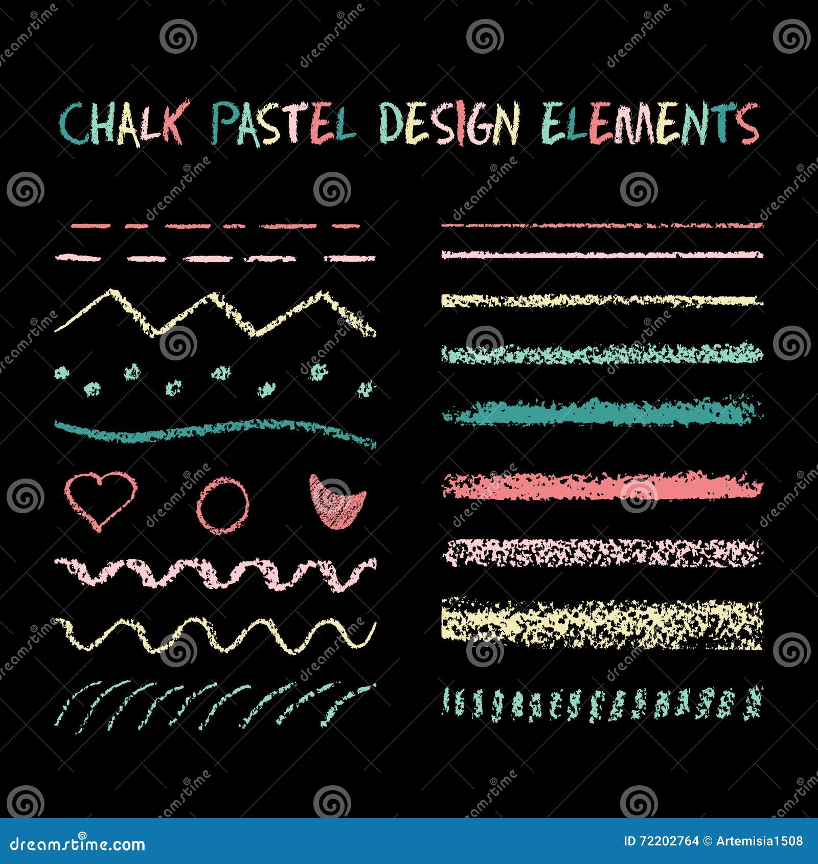 Set of Chalk Strokes, Curved Lines Stock Vector - Illustration of ...