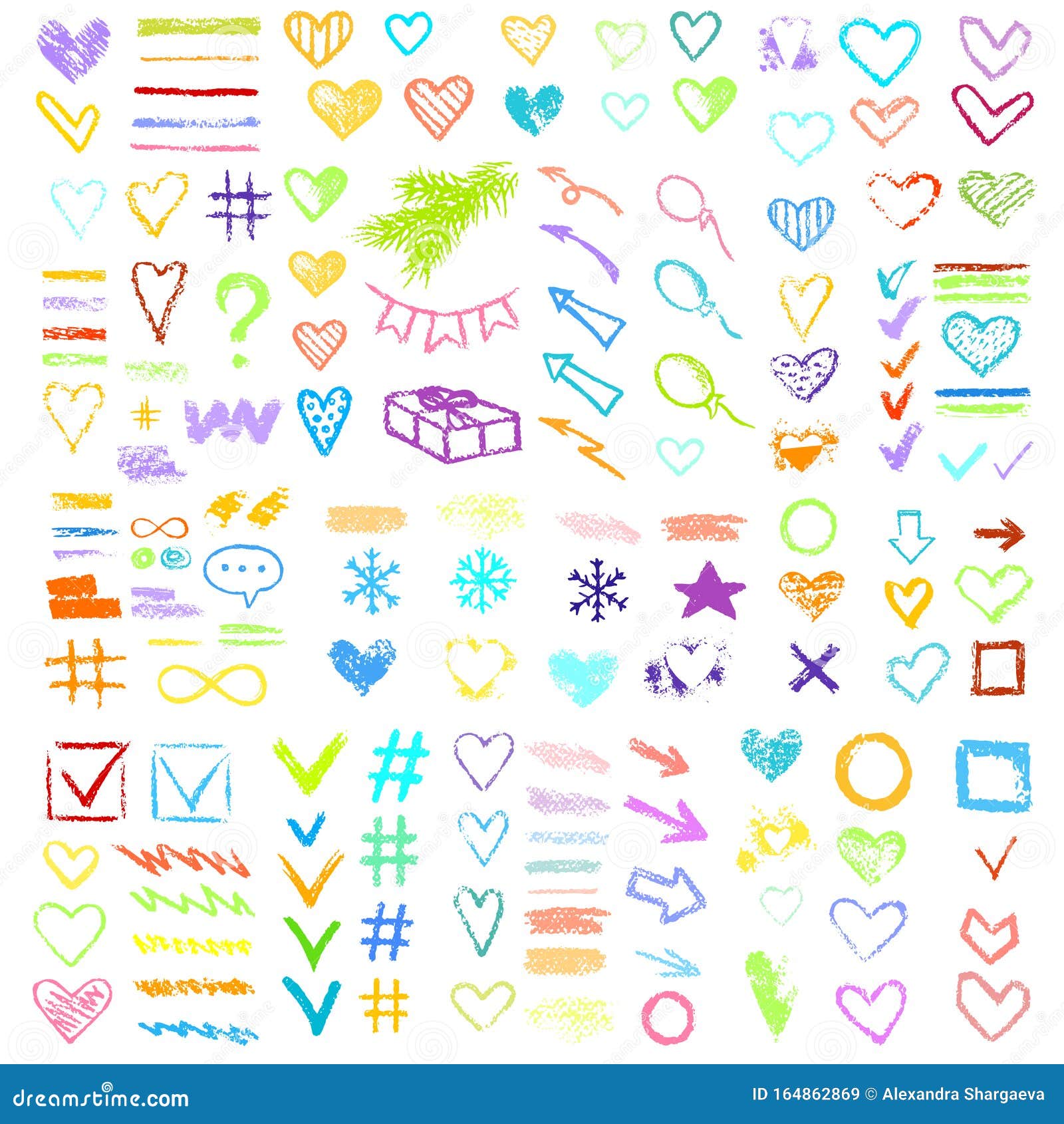 Set Chalk Vector Textures. Hand Drawn Elements. Stock Vector ...