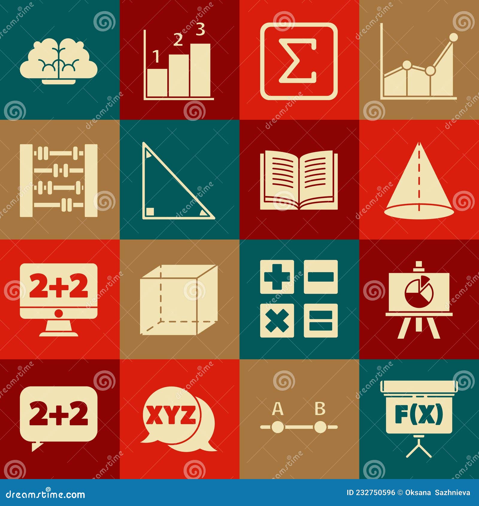 Set Chalkboard, with Diagram, Geometric Figure Cone, Sigma Symbol ...