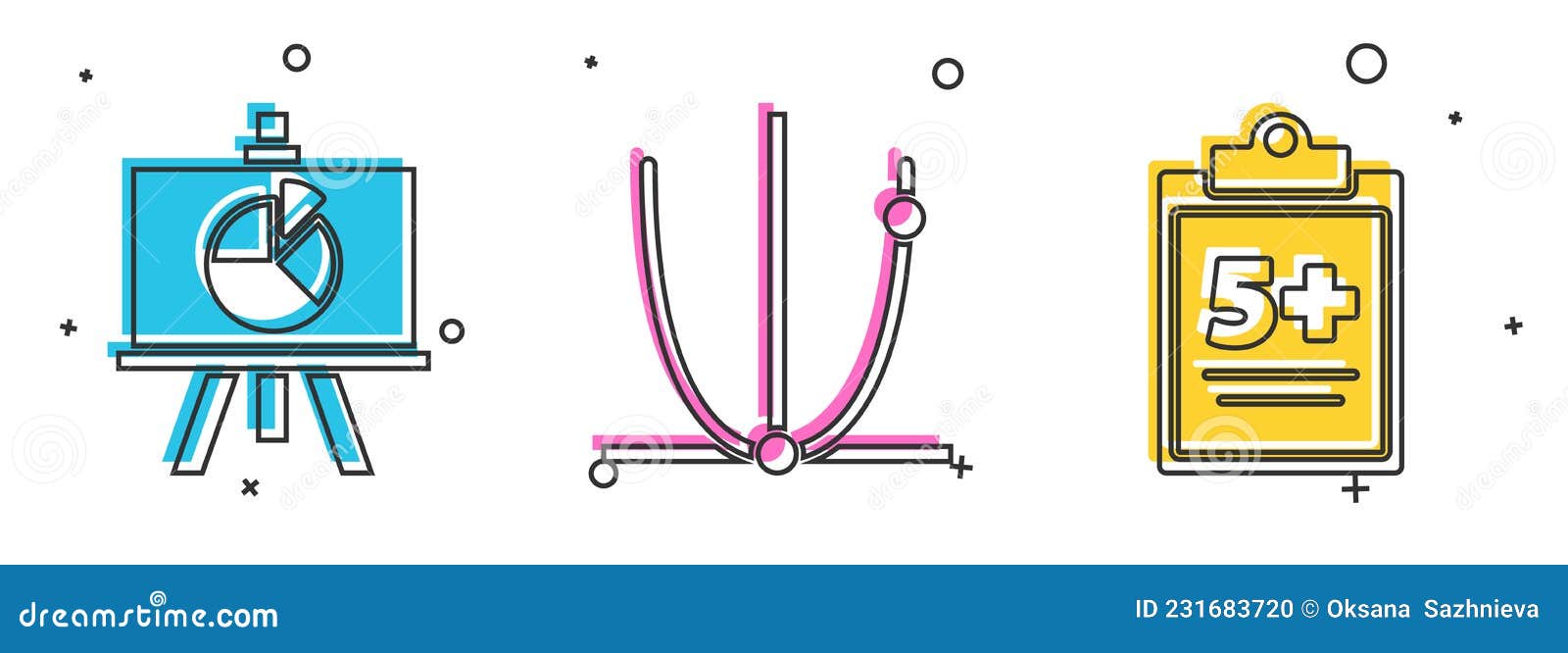 Set Chalkboard with Diagram, Graph, Schedule, Chart, Diagram and Test ...