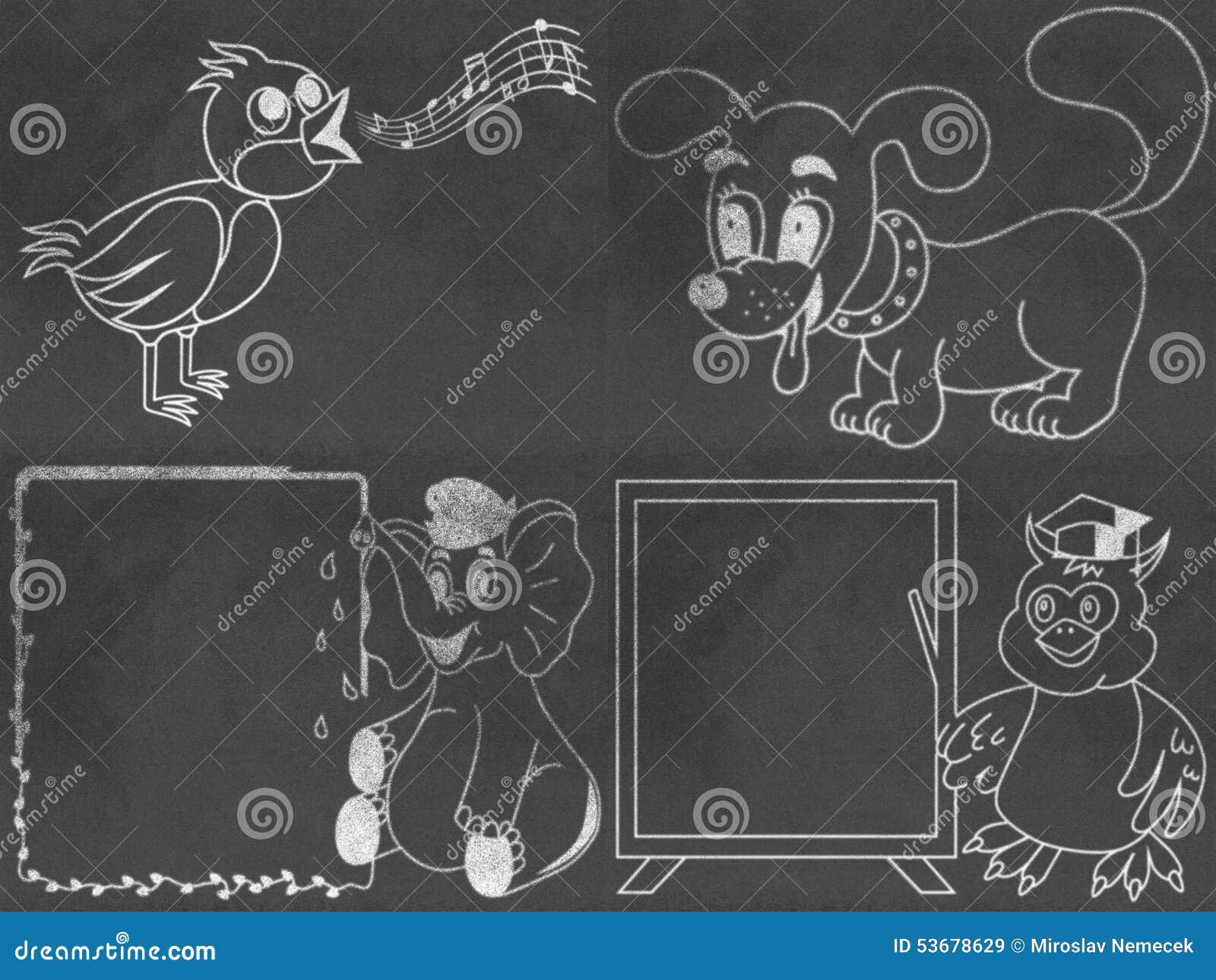 Set of chalkboard drawings stock illustration. Illustration of drawings ...