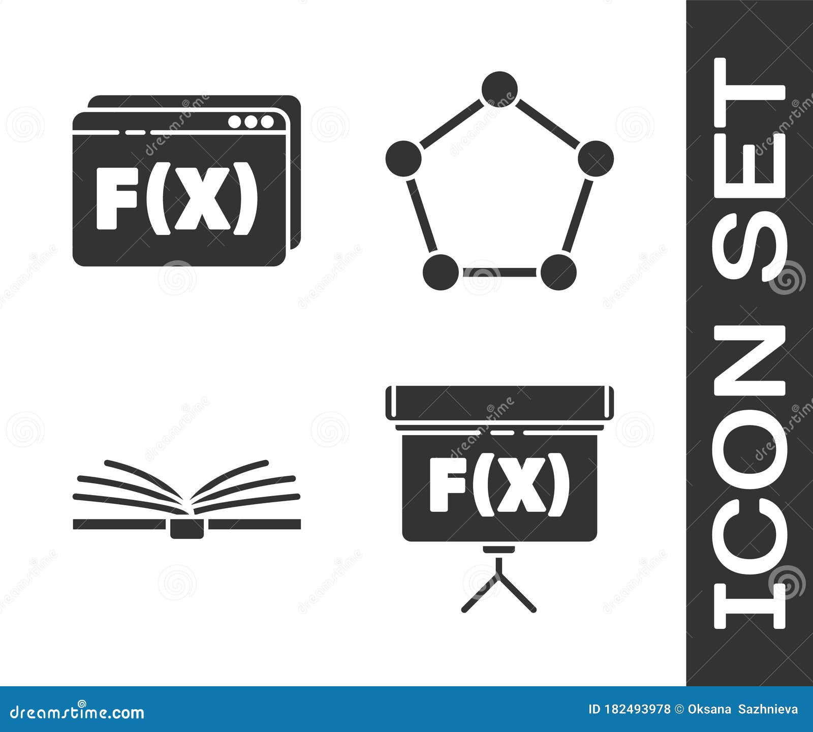 Set Chalkboard Function Mathematical Symbol Open Book And Geometric