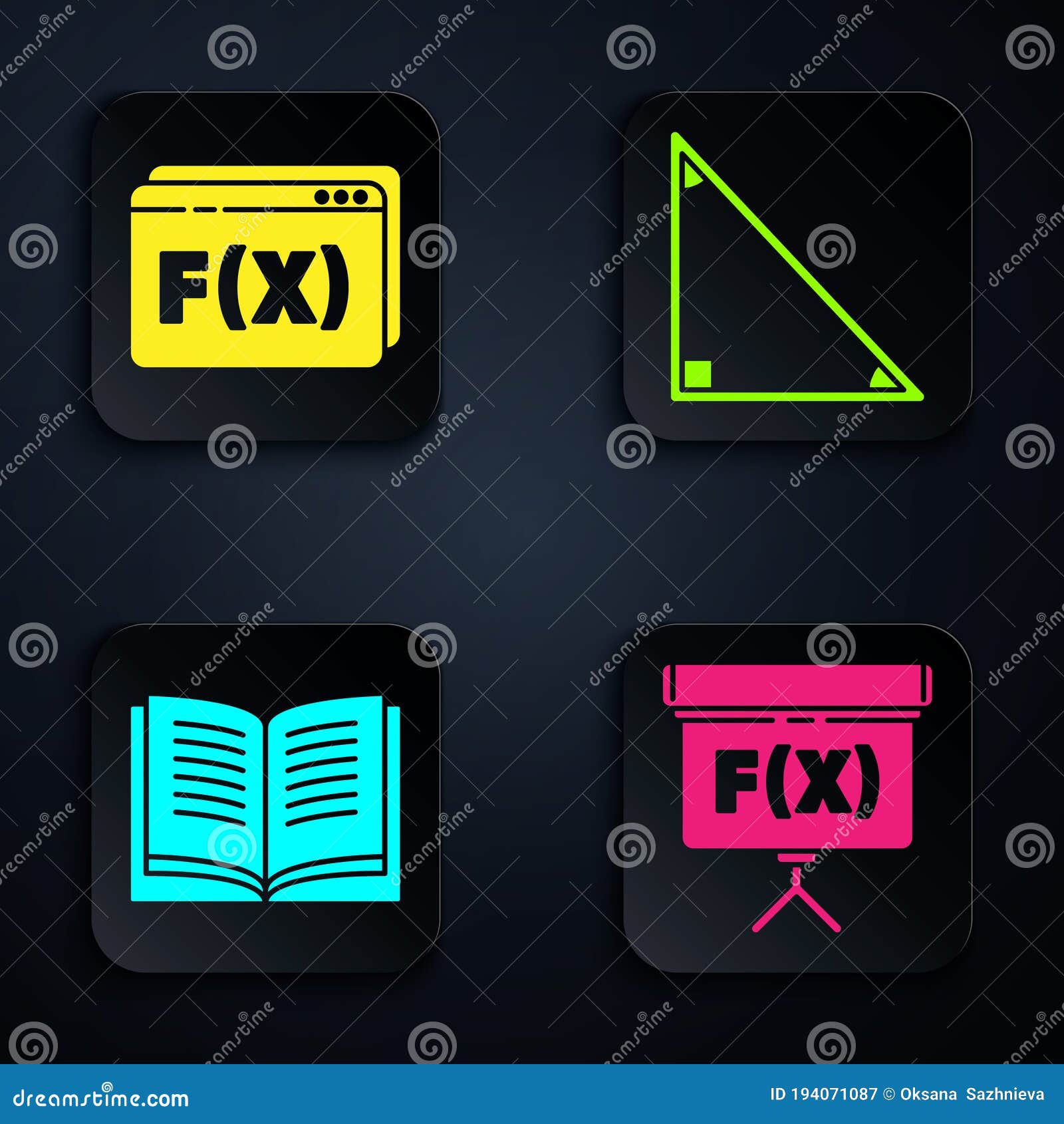 Set Chalkboard, Function Mathematical Symbol, Open Book and Triangle ... Set Chalkboard, Function Mathematical Symbol, Open Book and Triangle ...