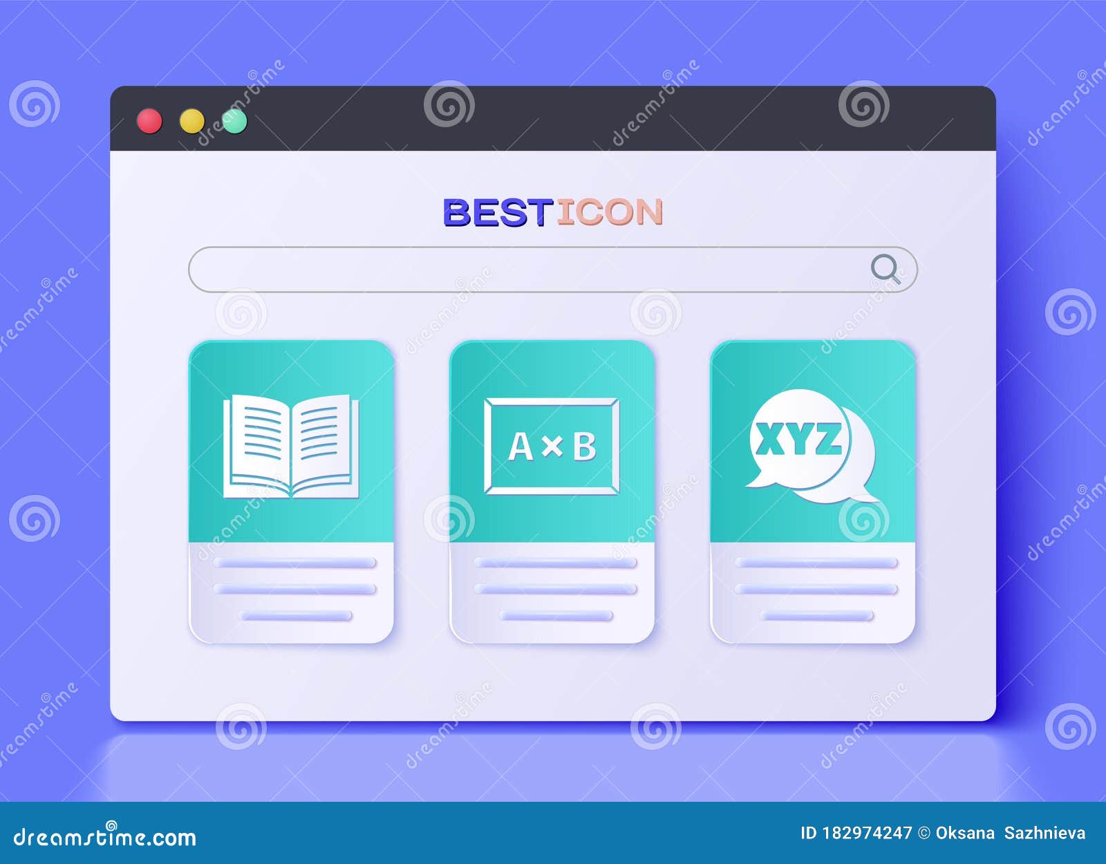 Set Chalkboard Open Book And Xyz Coordinate System Icon Stock Vector
