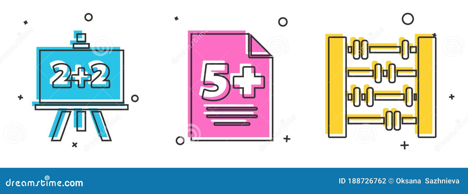 Set Chalkboard, Test or Exam Sheet and Abacus Icon. Vector Stock Vector ...