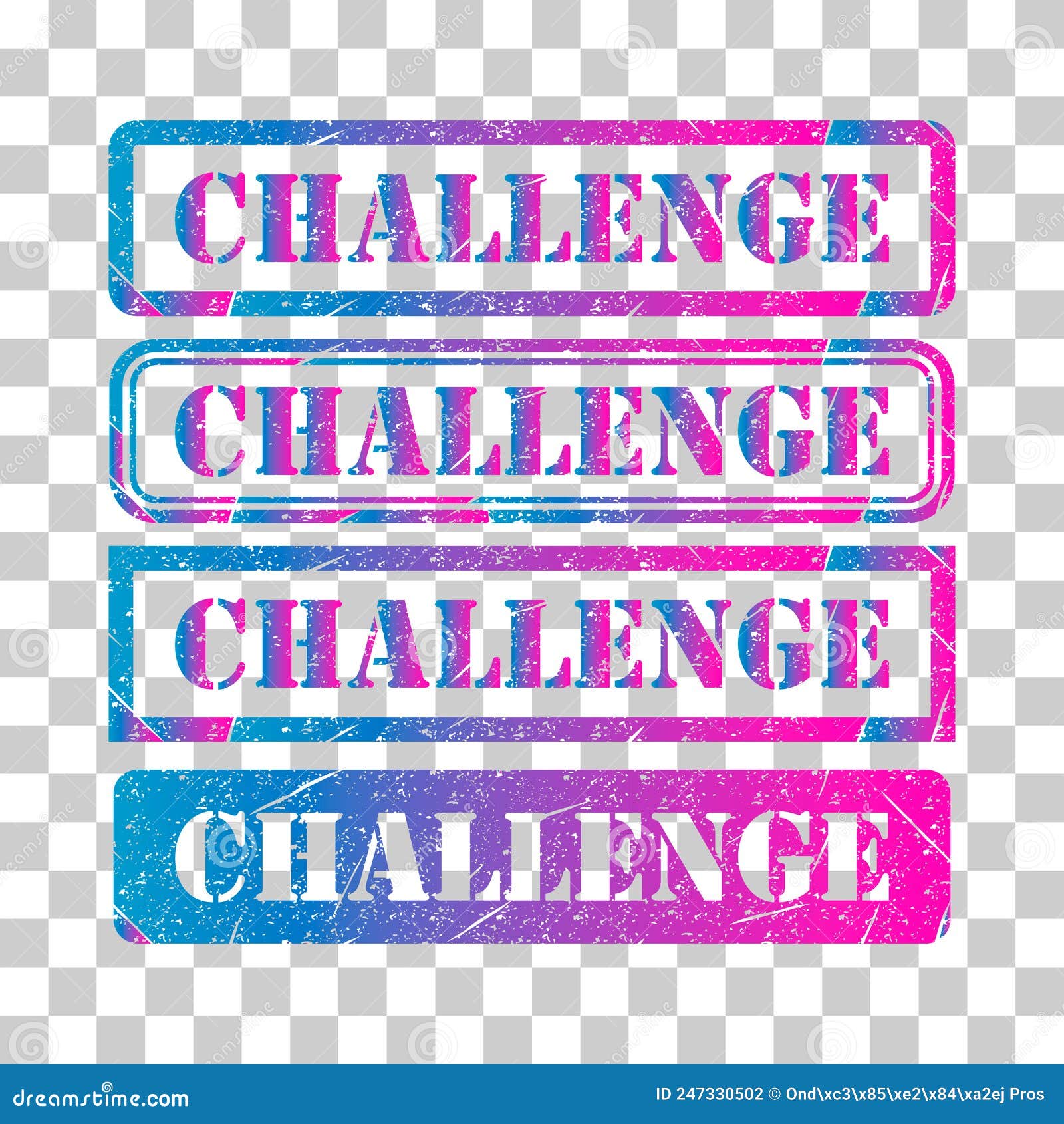 Set of Challenge Stamp Symbol, Label Sticker Sign Button, Text Banner ...