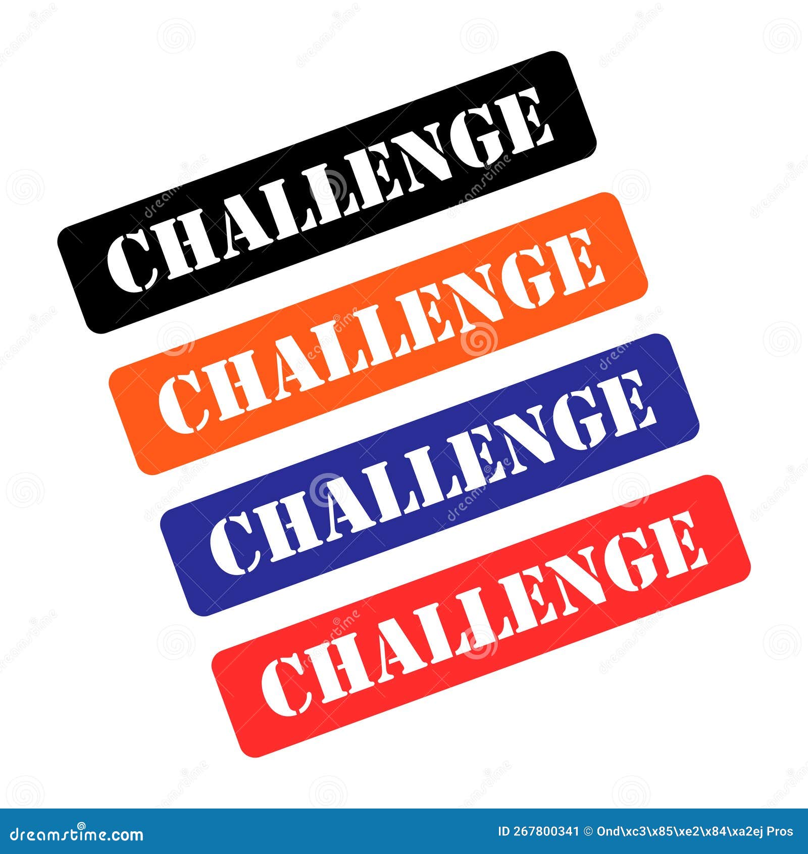Set of Challenge Stamp Symbol, Label Sticker Sign Button, Text Banner ...