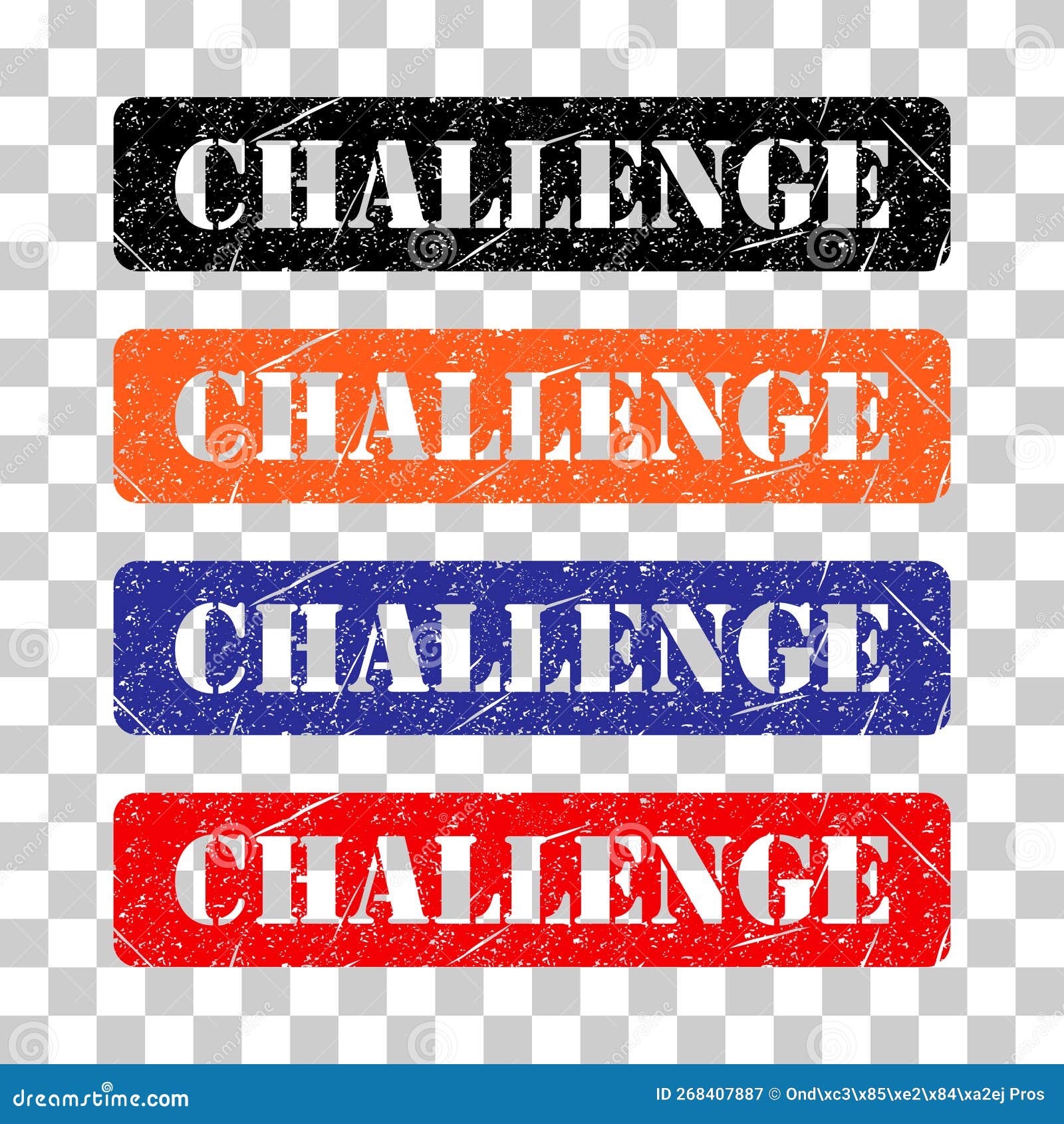 Set of Challenge Stamp Symbol, Label Sticker Sign Button, Text Banner ...