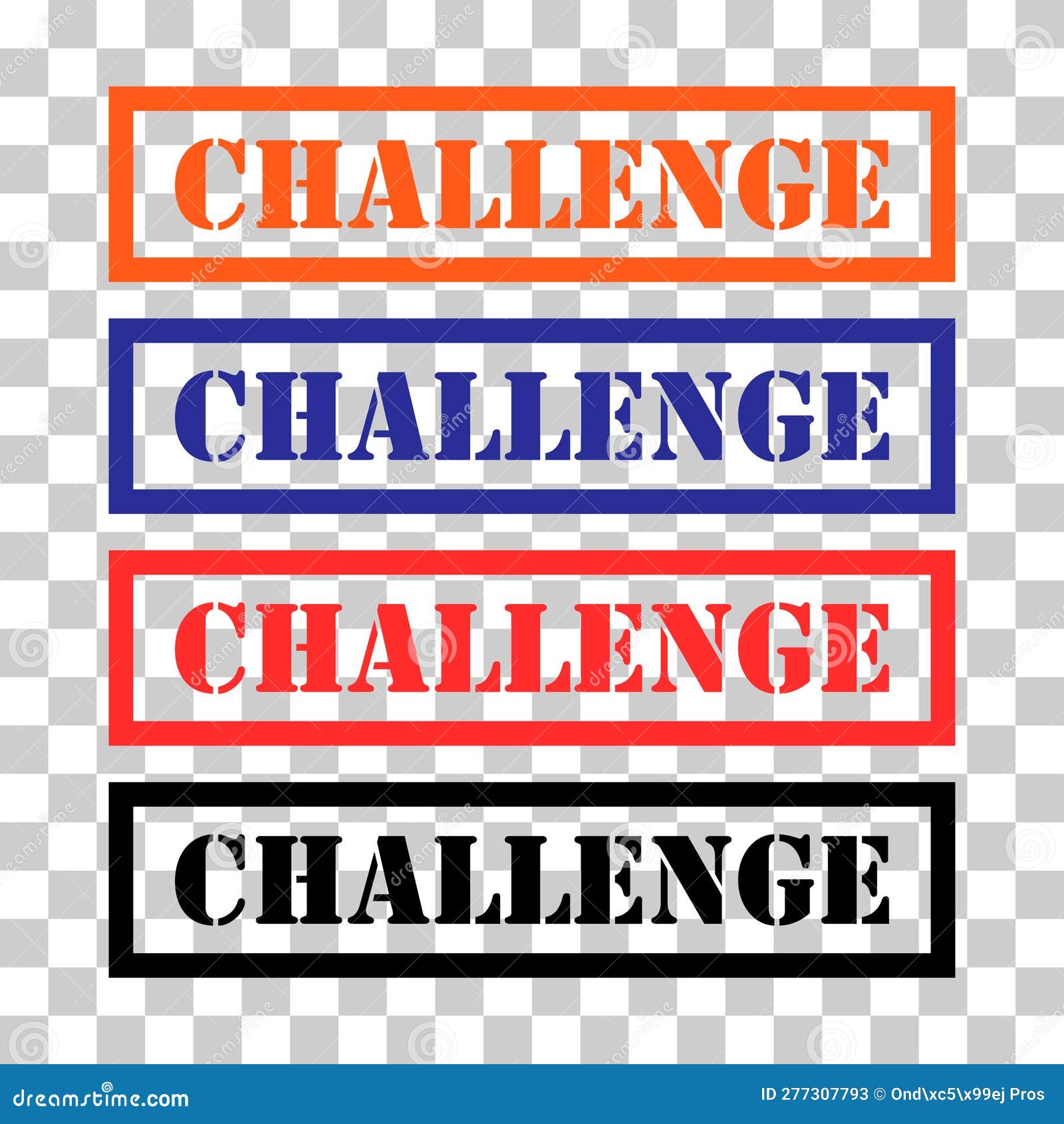 Set of Challenge Stamp Symbol, Label Sticker Sign Button, Text Banner ...