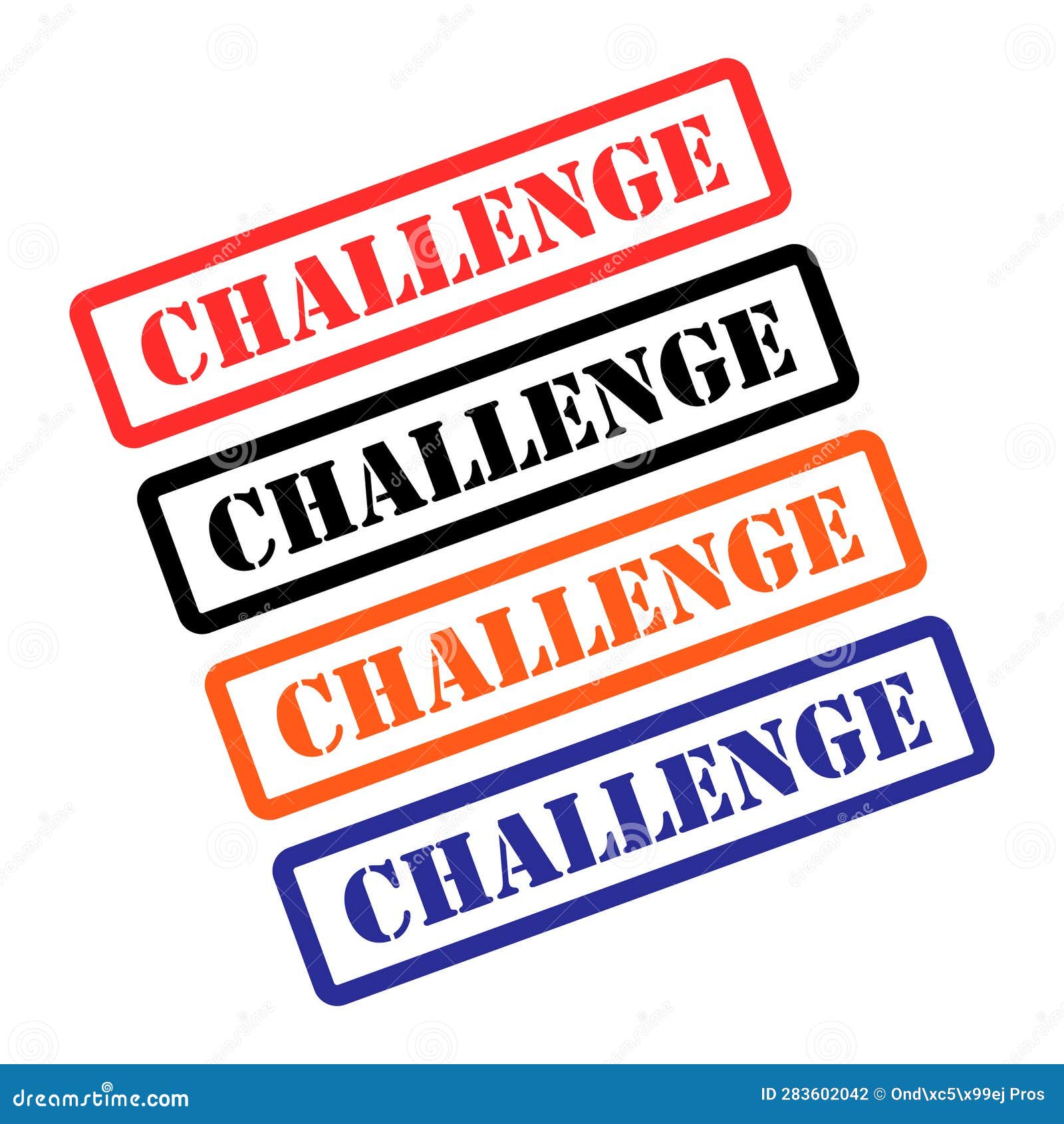 Set of Challenge Stamp Symbol, Label Sticker Sign Button, Text Banner ...