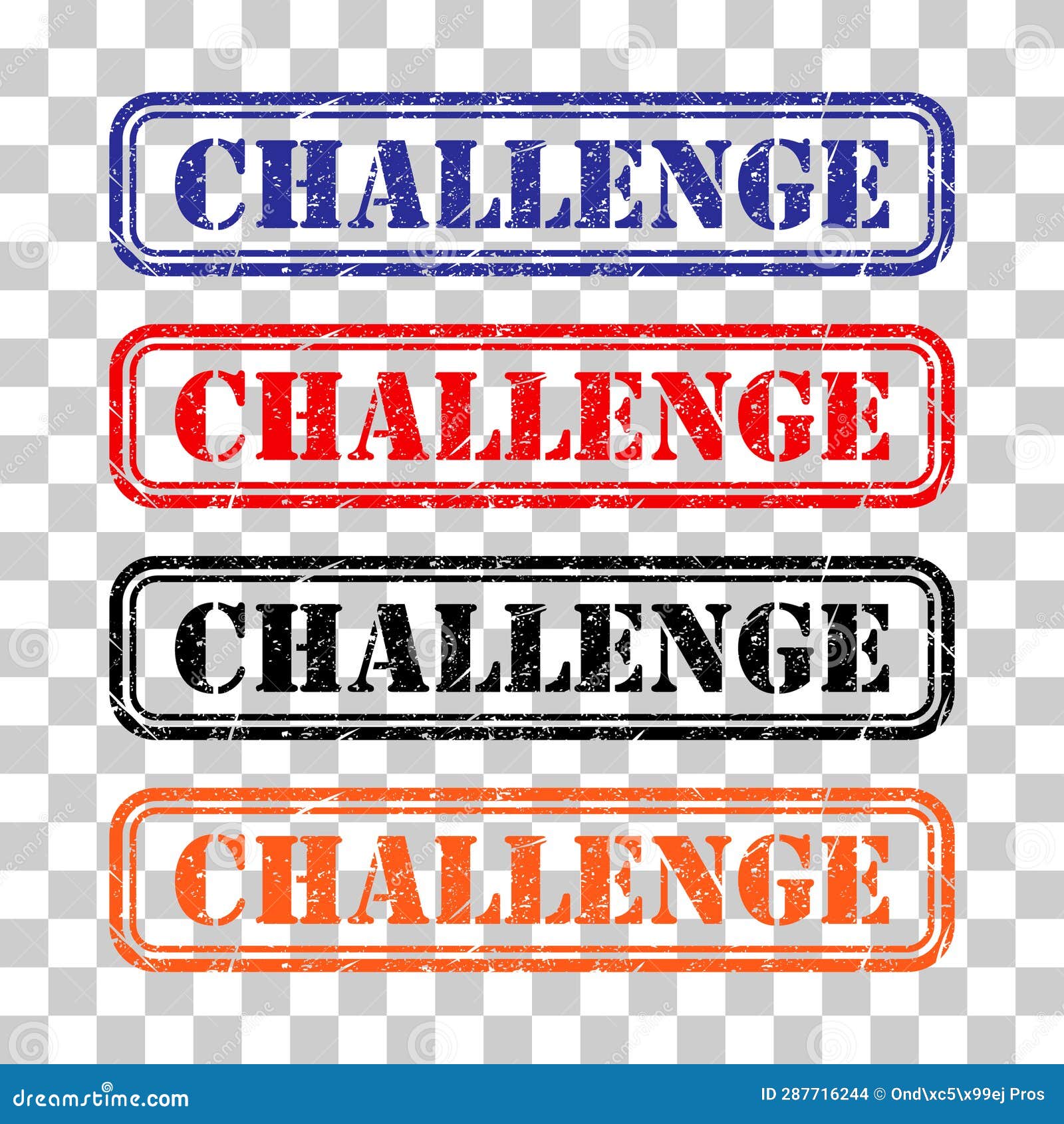 Set of Challenge Stamp Symbol, Label Sticker Sign Button, Text Banner ...