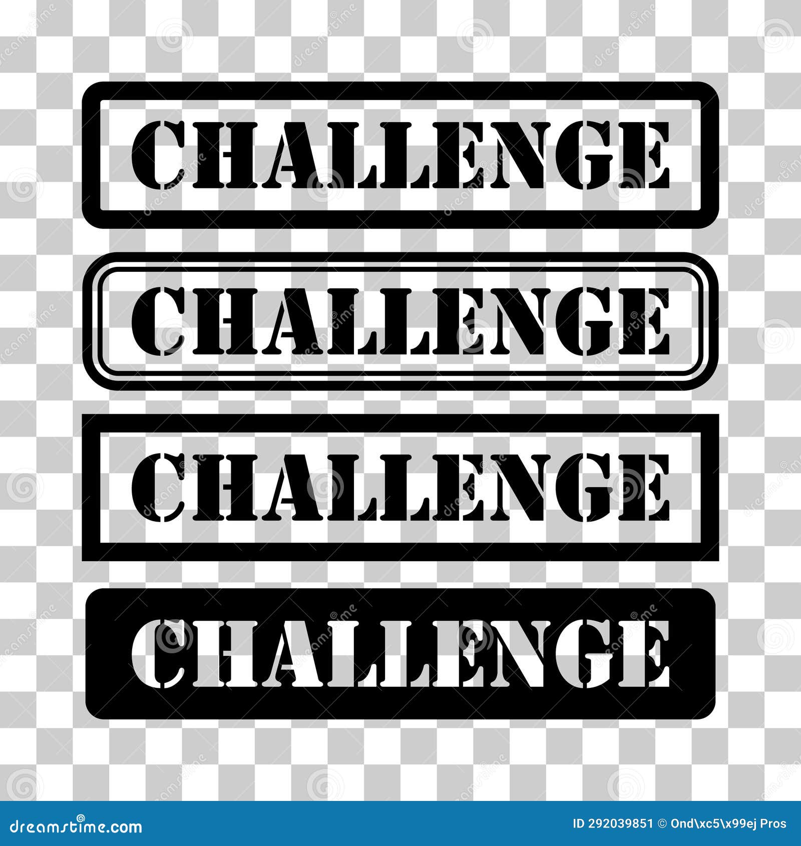 Set of Challenge Stamp Symbol, Label Sticker Sign Button, Text Banner ...