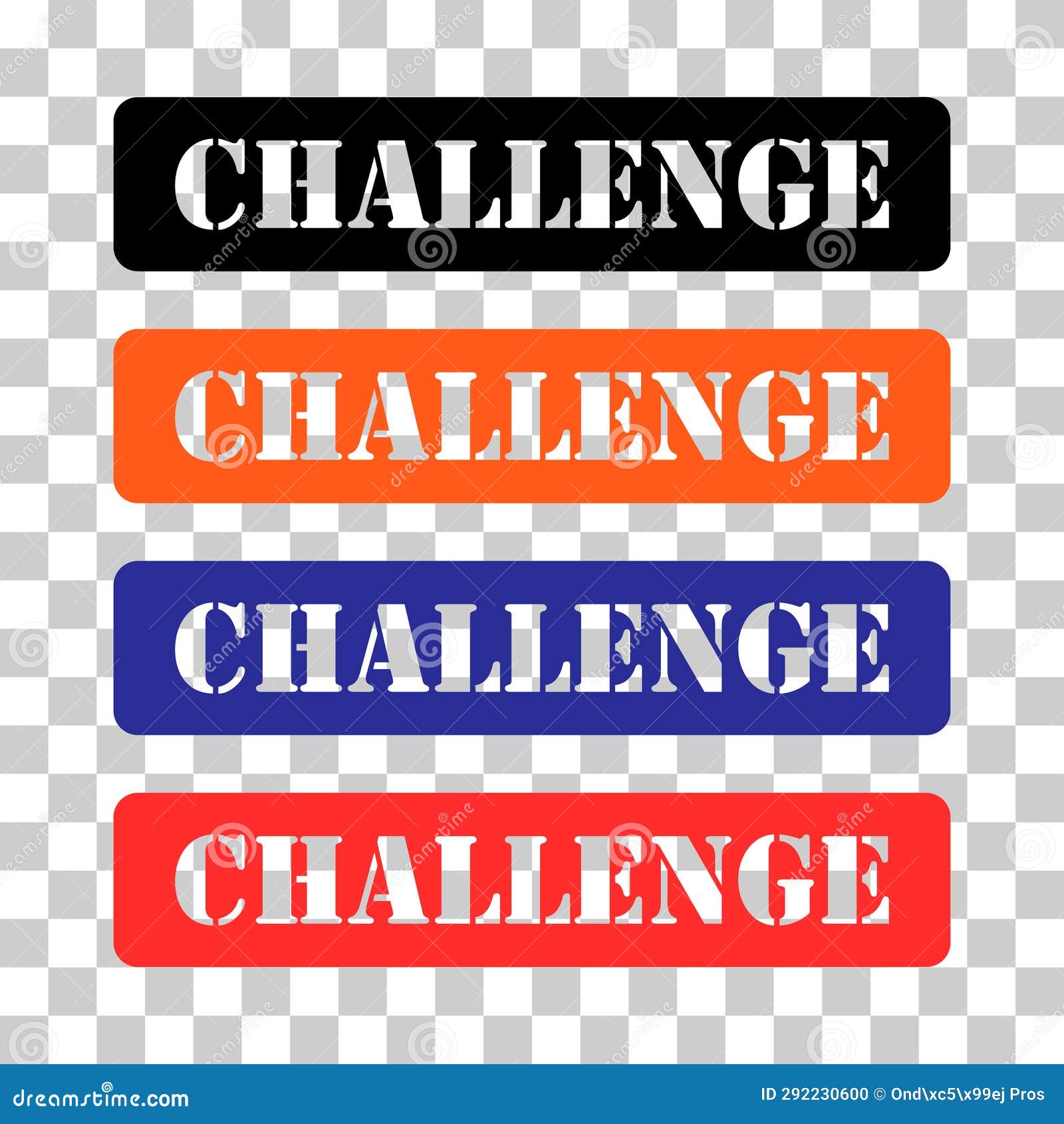 Set of Challenge Stamp Symbol, Label Sticker Sign Button, Text Banner ...