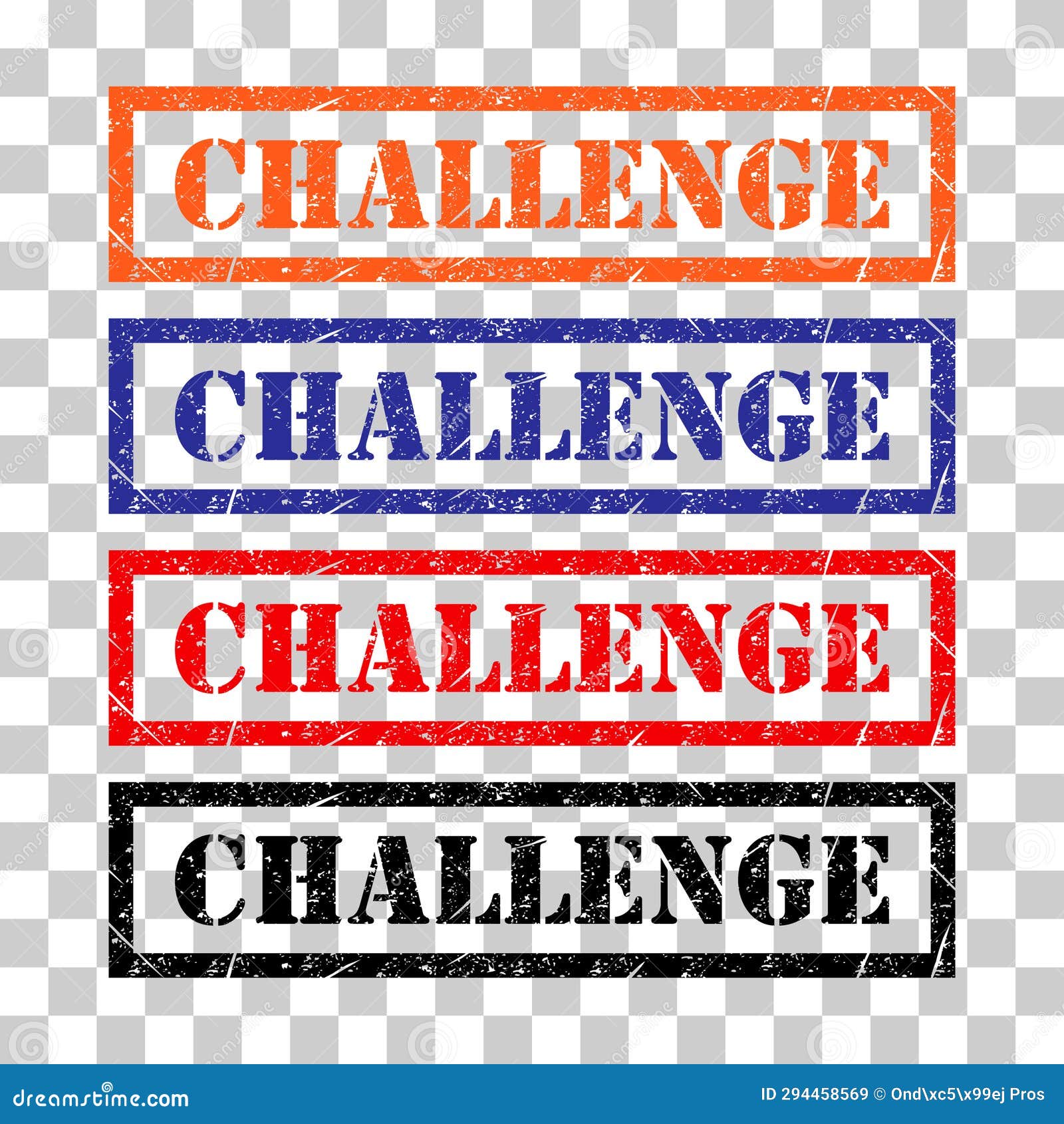 Set of Challenge Stamp Symbol, Label Sticker Sign Button, Text Banner ...