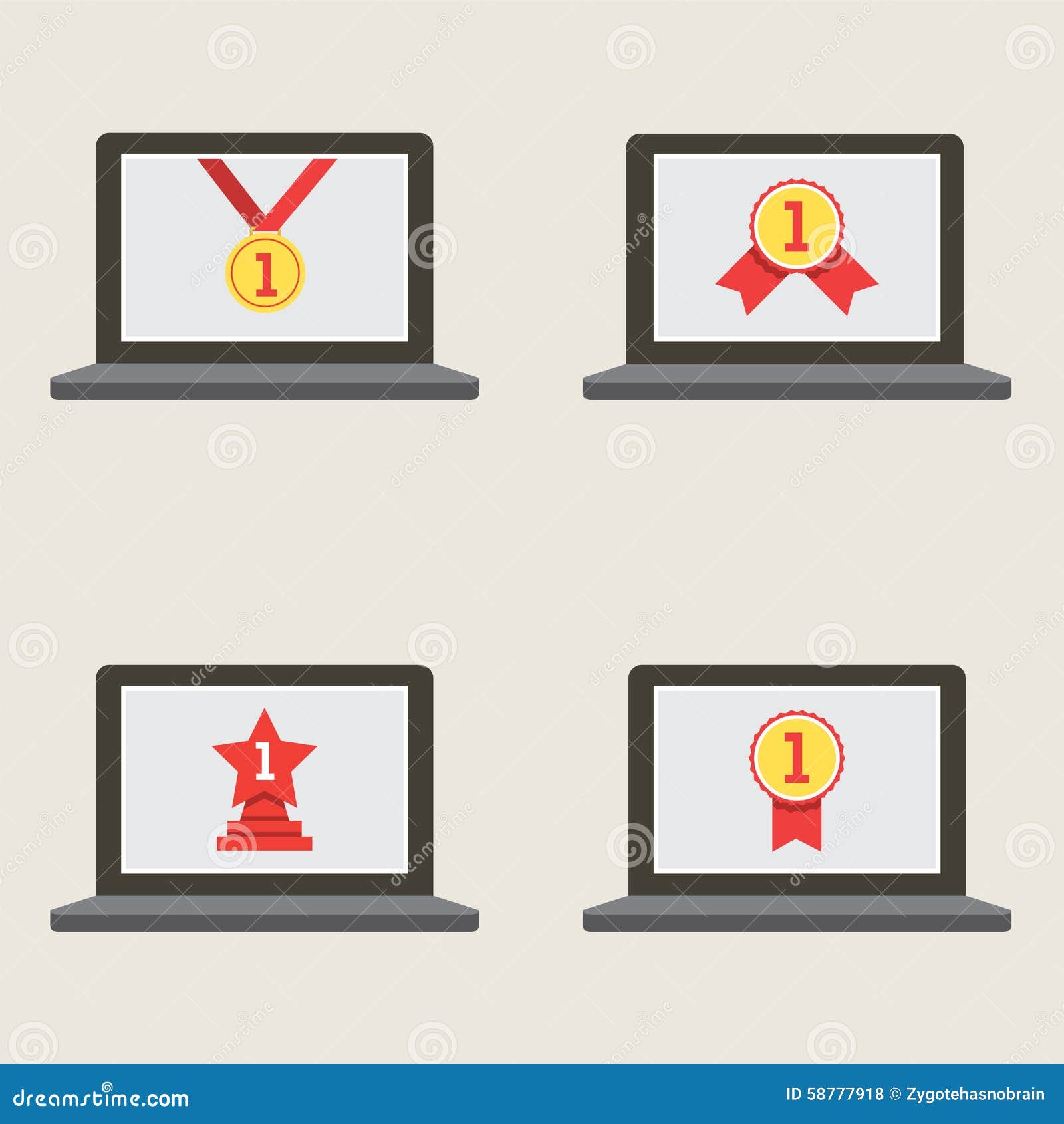 Set of Champion Badge in Laptop Screen. Stock Vector - Illustration of ...