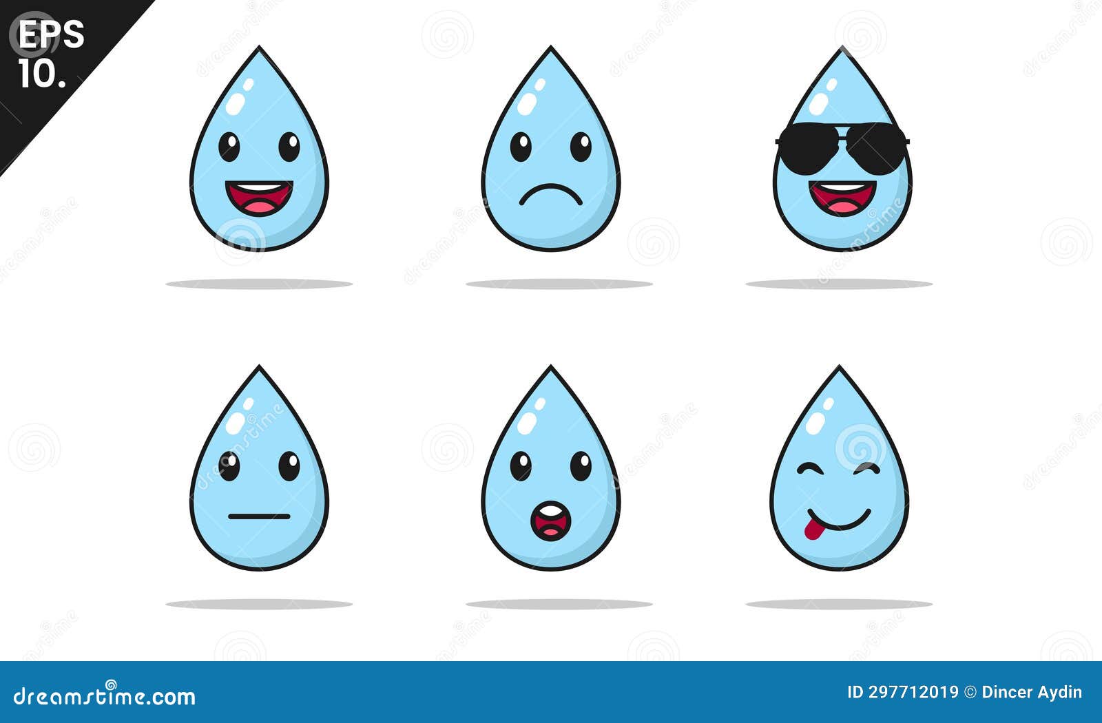 Set the Character of the Water with Different Expressions. Set of Water ...