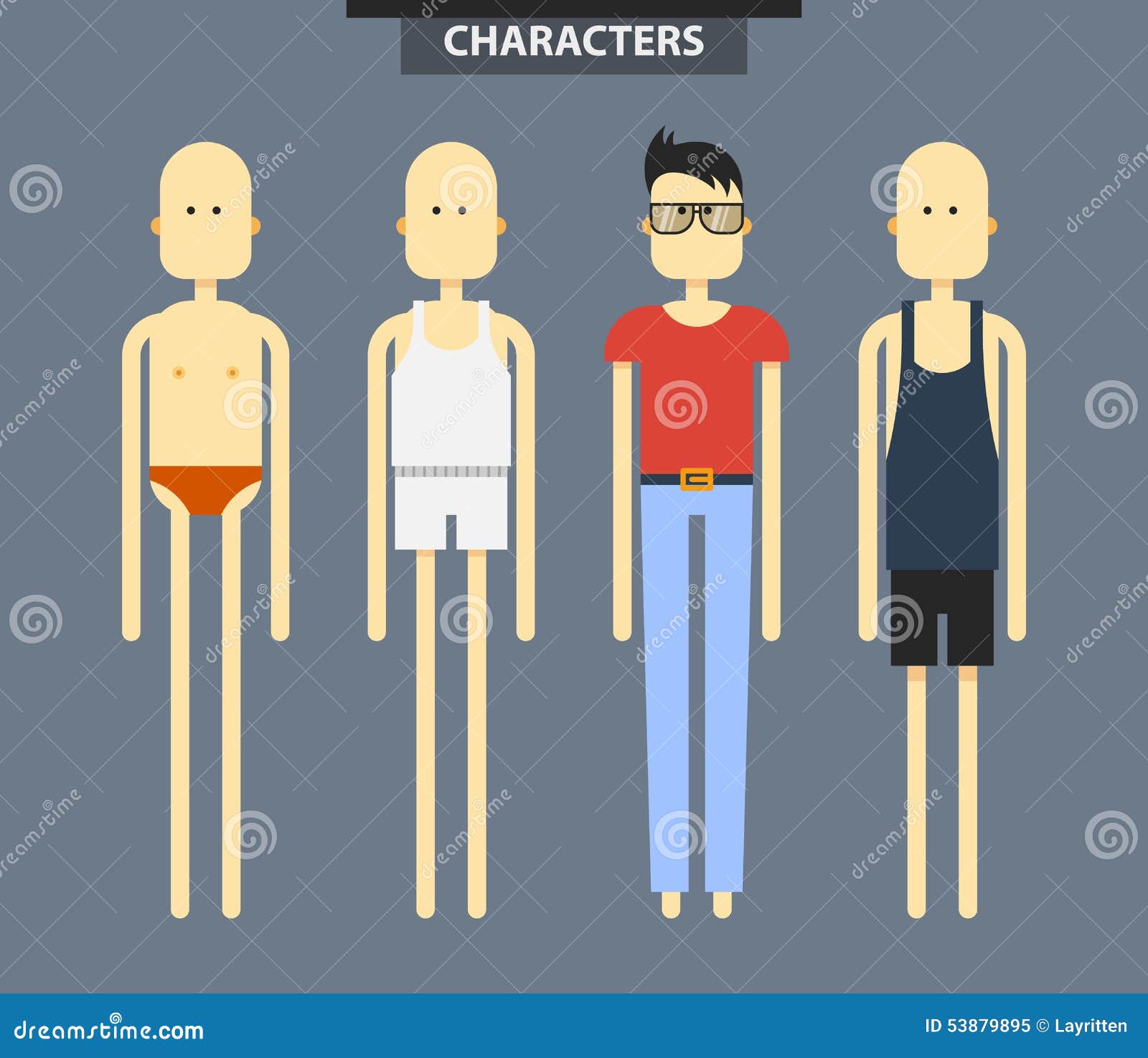 Set of Characters in Different Clothes, Flat Style Stock Vector ...