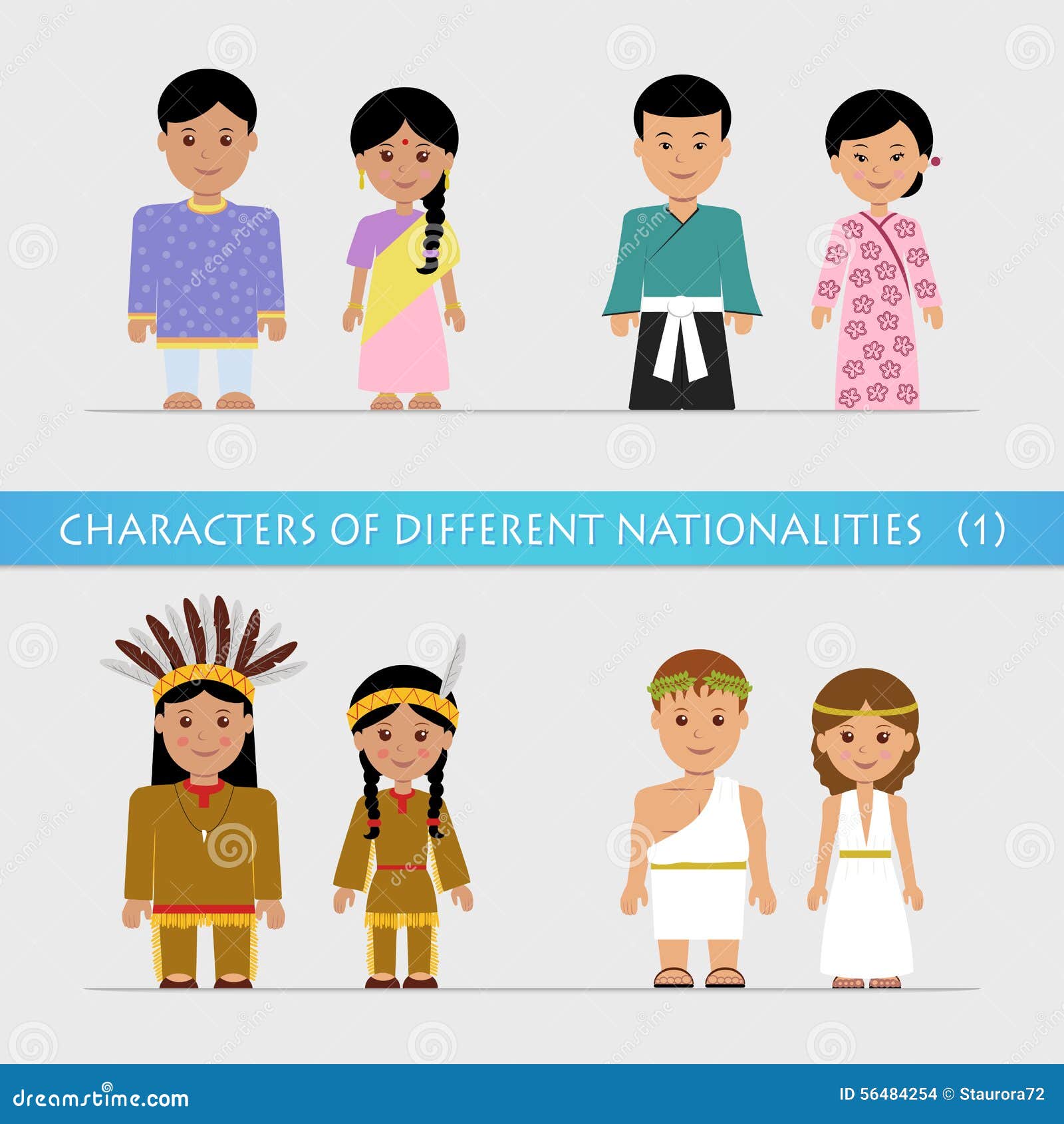 Set Characters Of Different Nationalities Vector Illustration ...