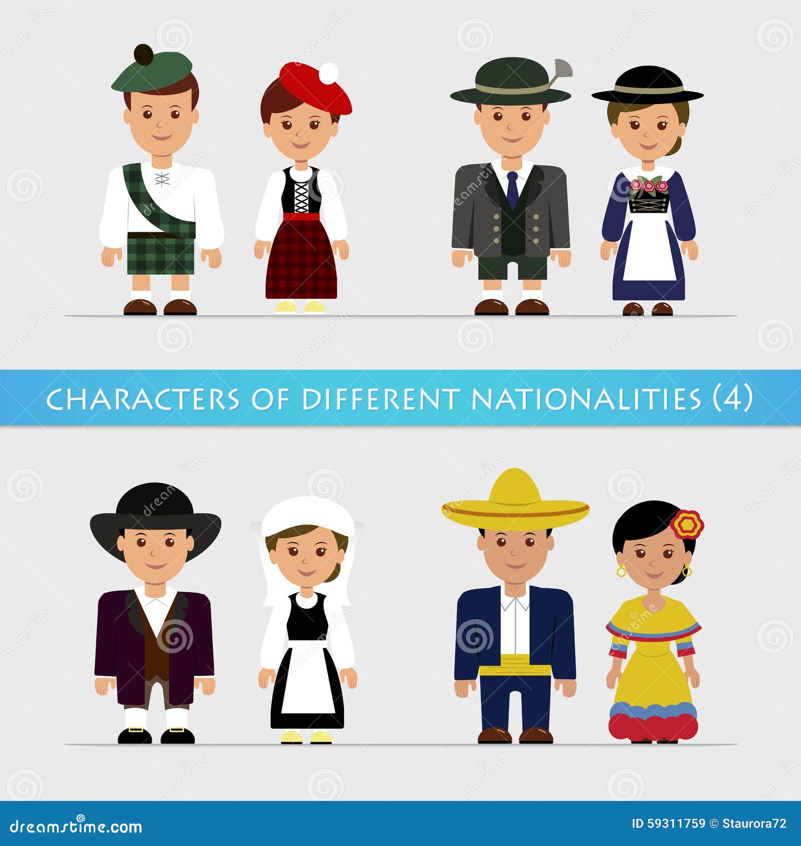 Set Characters of Different Nationalities Stock Vector - Illustration ...