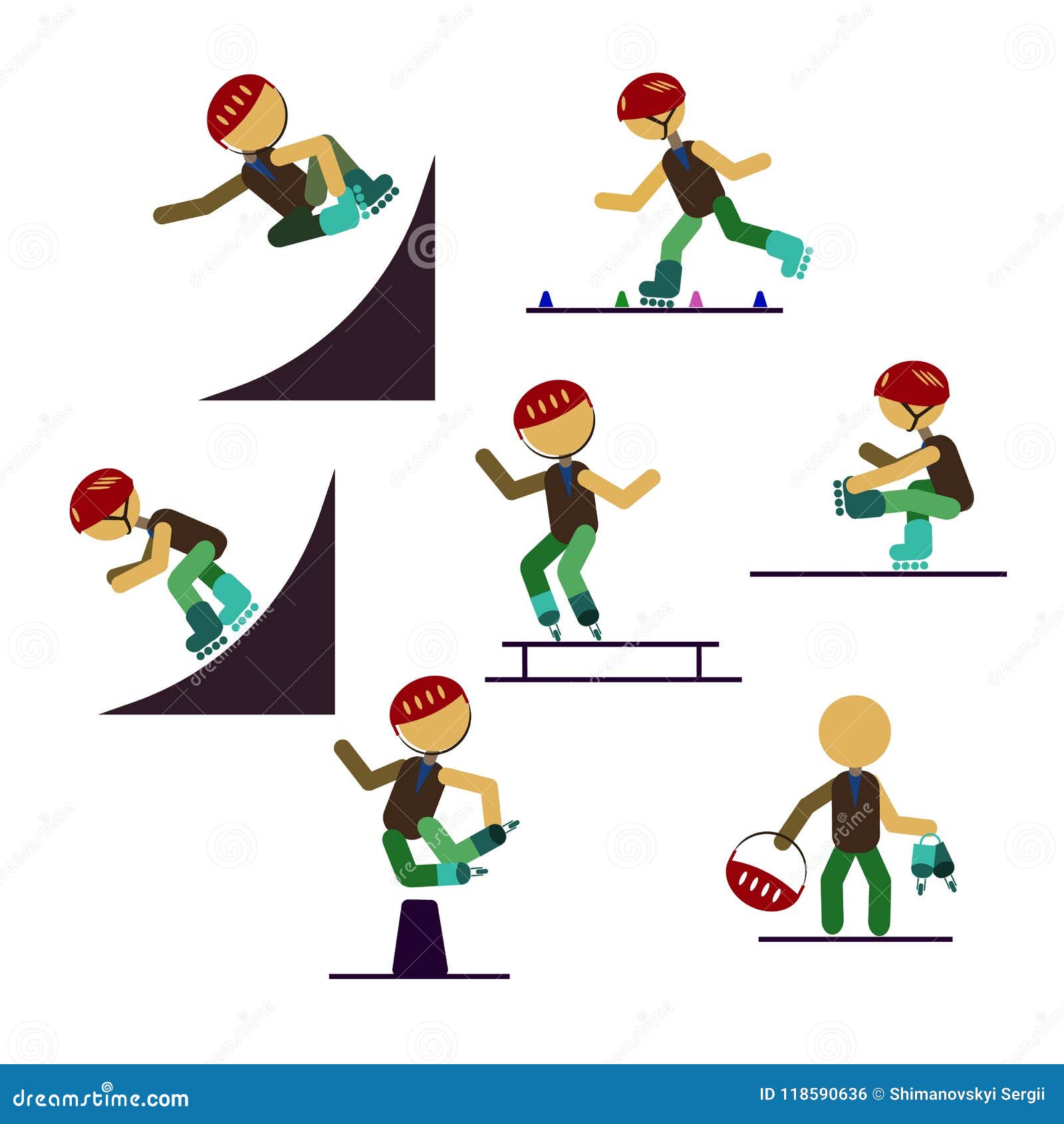 A Set of Characters Engaged in Active Sport. Stock Vector ...