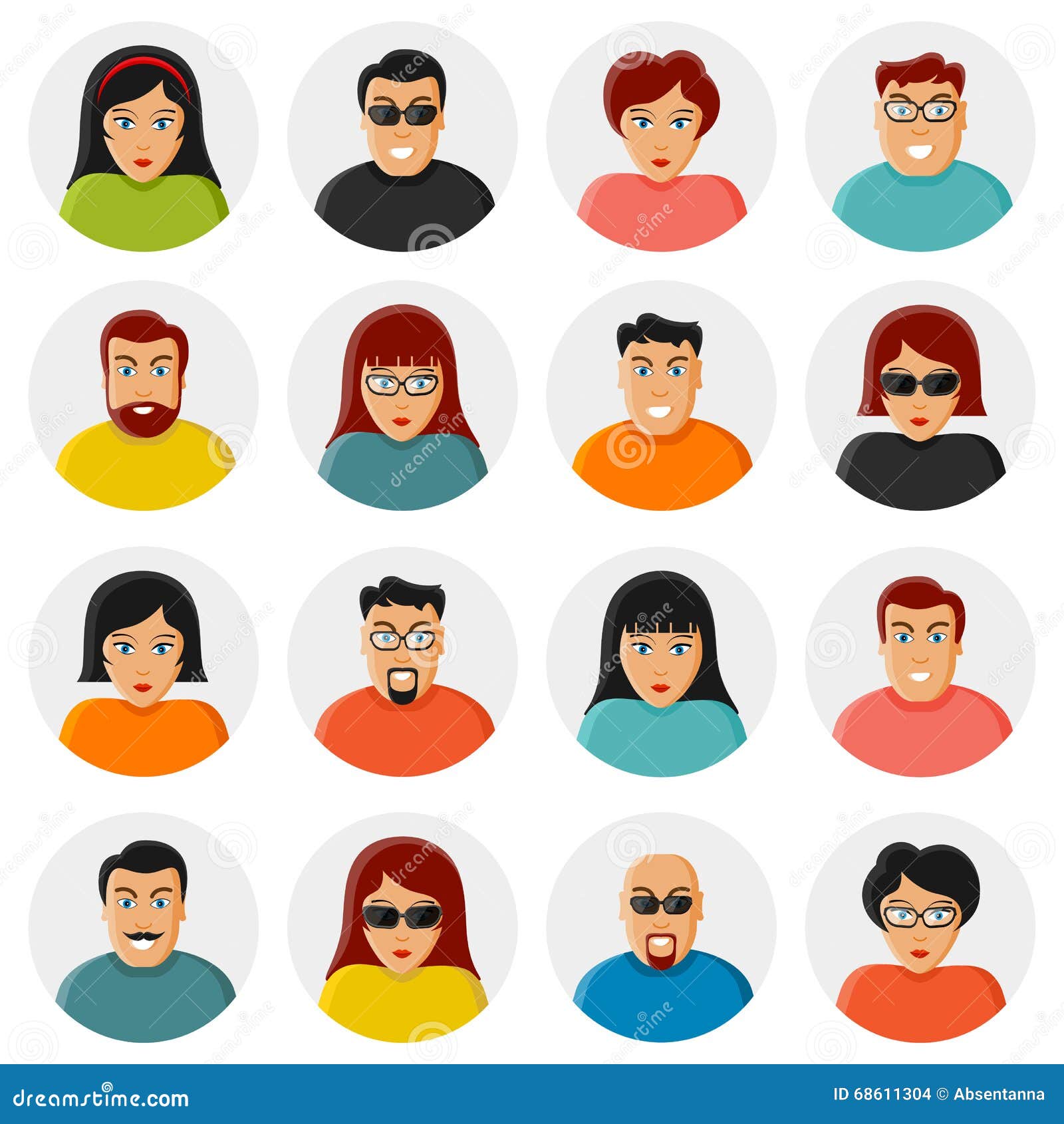Set of Characters. Flat Icons Stock Vector - Illustration of element ...