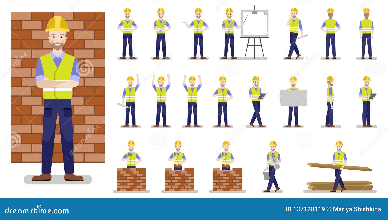 Builder Characters Set Vector Illustration | CartoonDealer.com #44674082