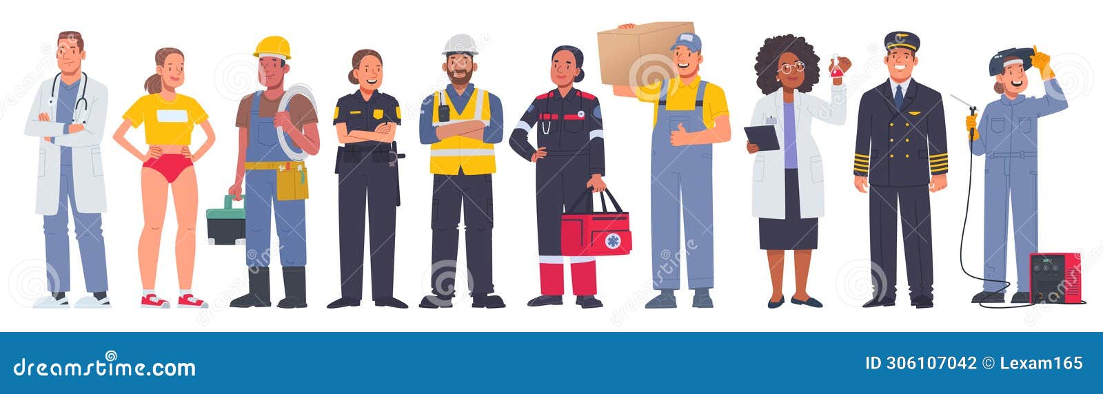 Set of Characters of Men and Women of Various Professions. People ...