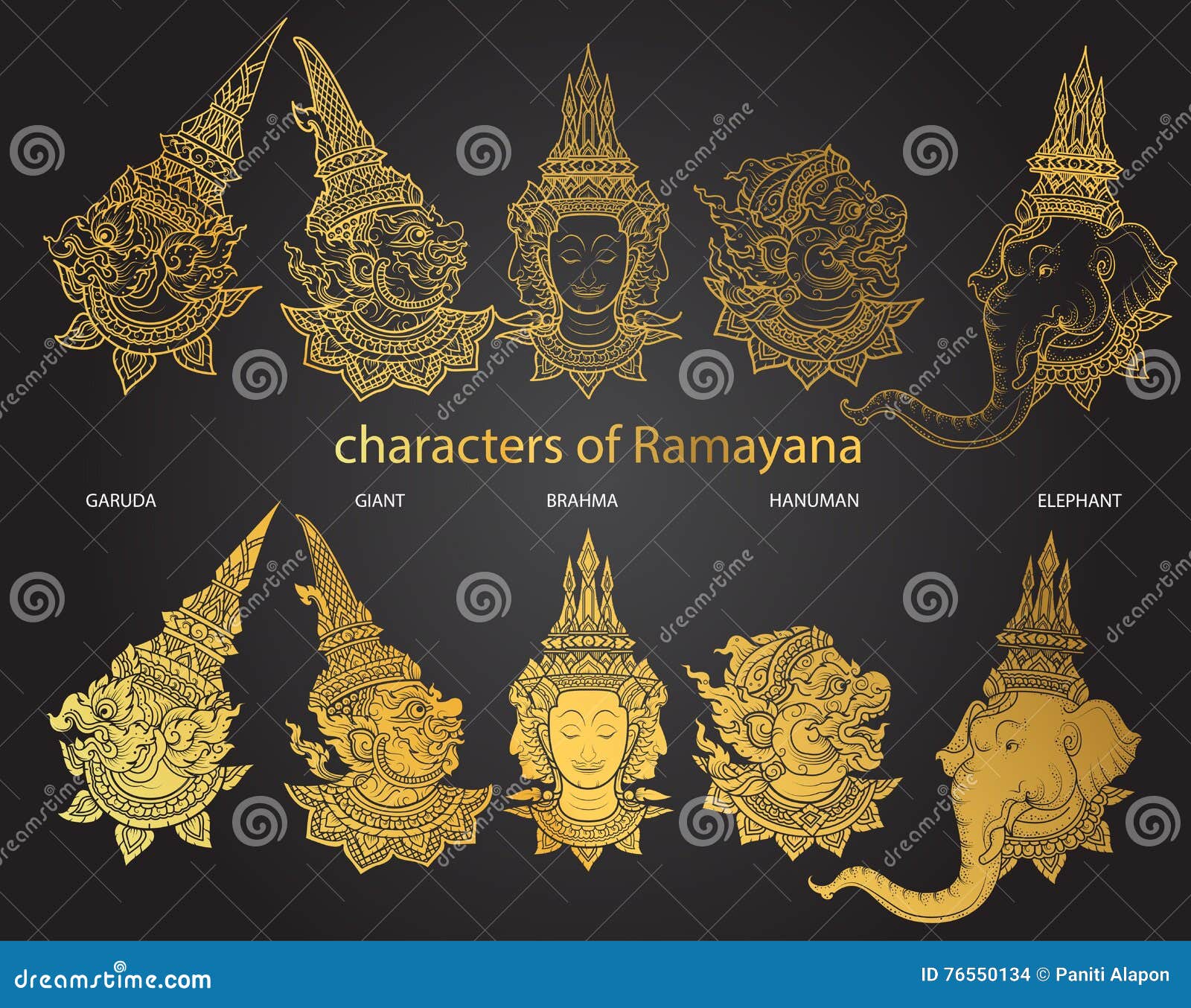 Set characters of Ramayana stock vector. Illustration of king - 76550134