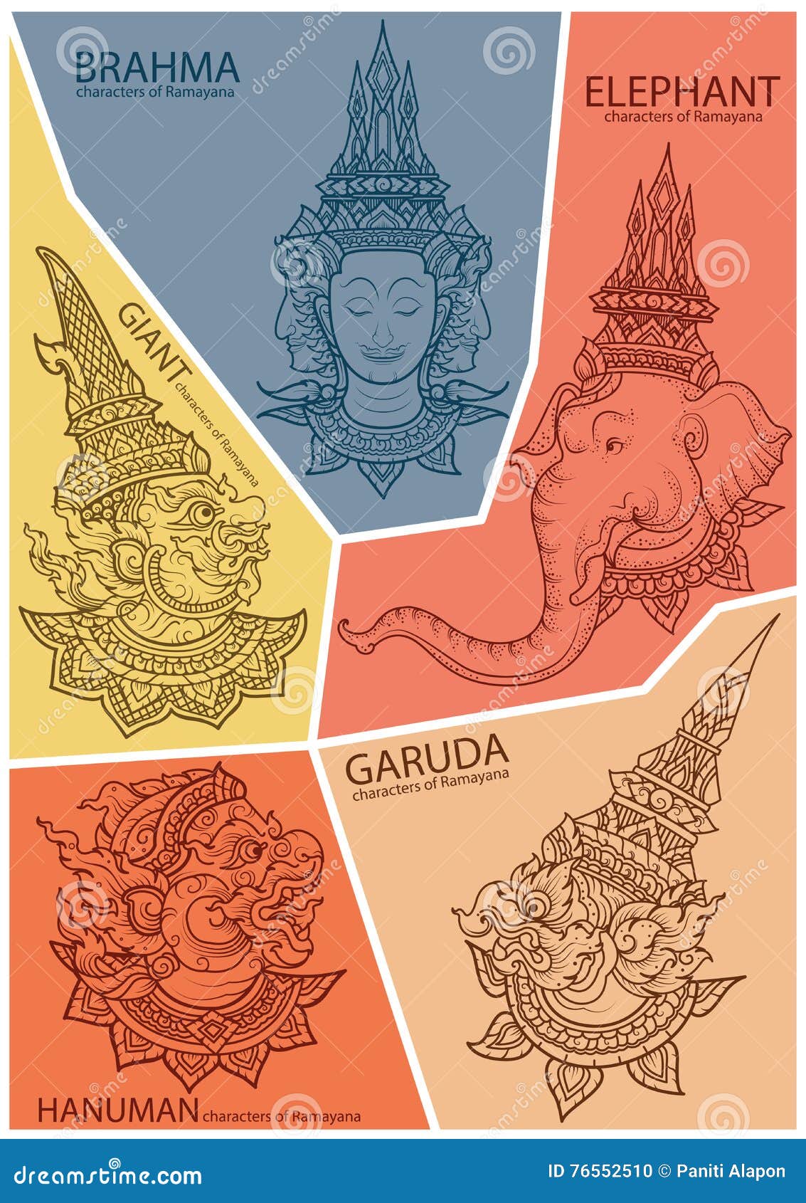 Set characters of Ramayana stock vector. Illustration of history - 76552510